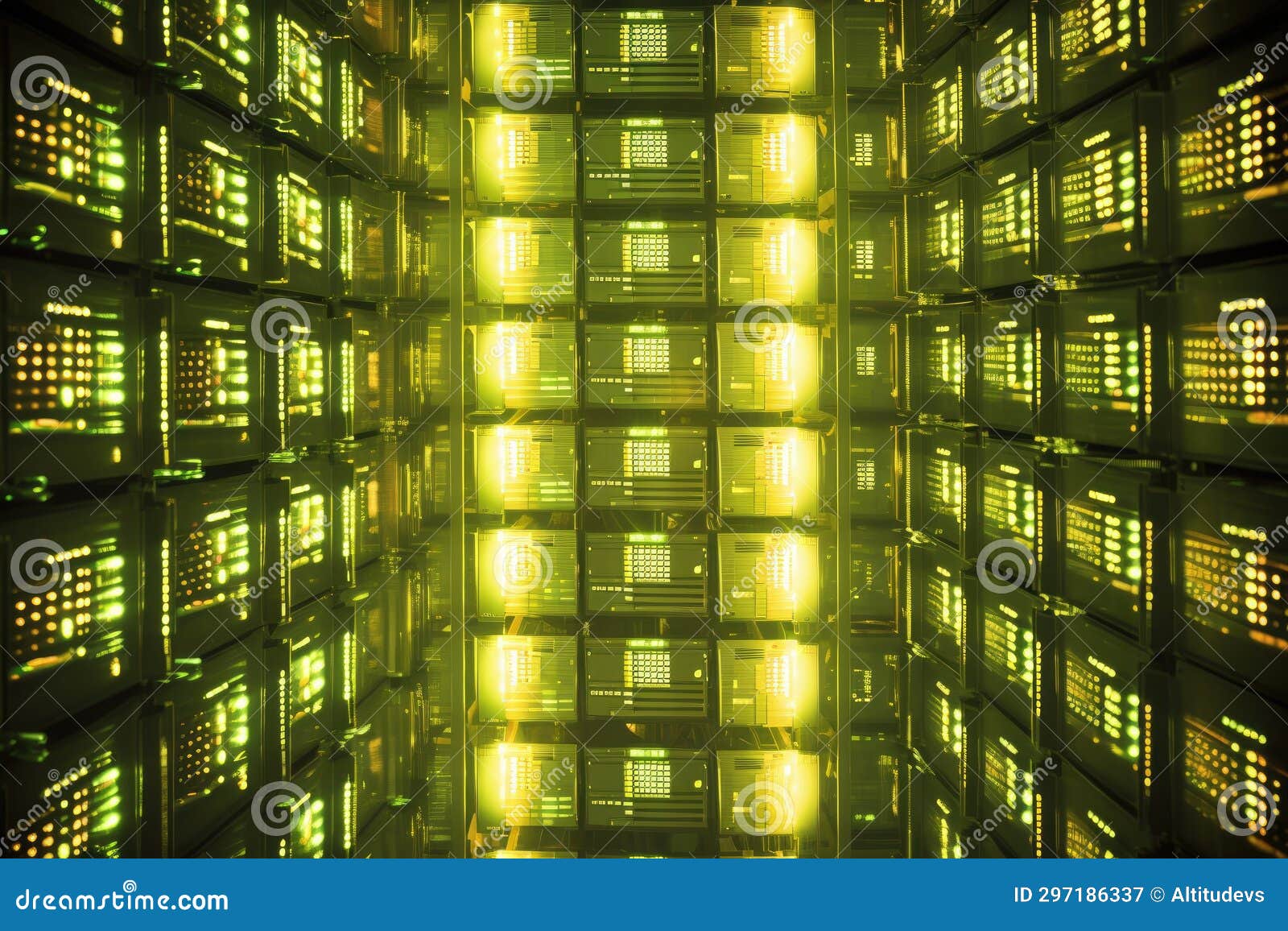 Stacks of Digital Servers with Glowing Lights Stock Image - Image of ...