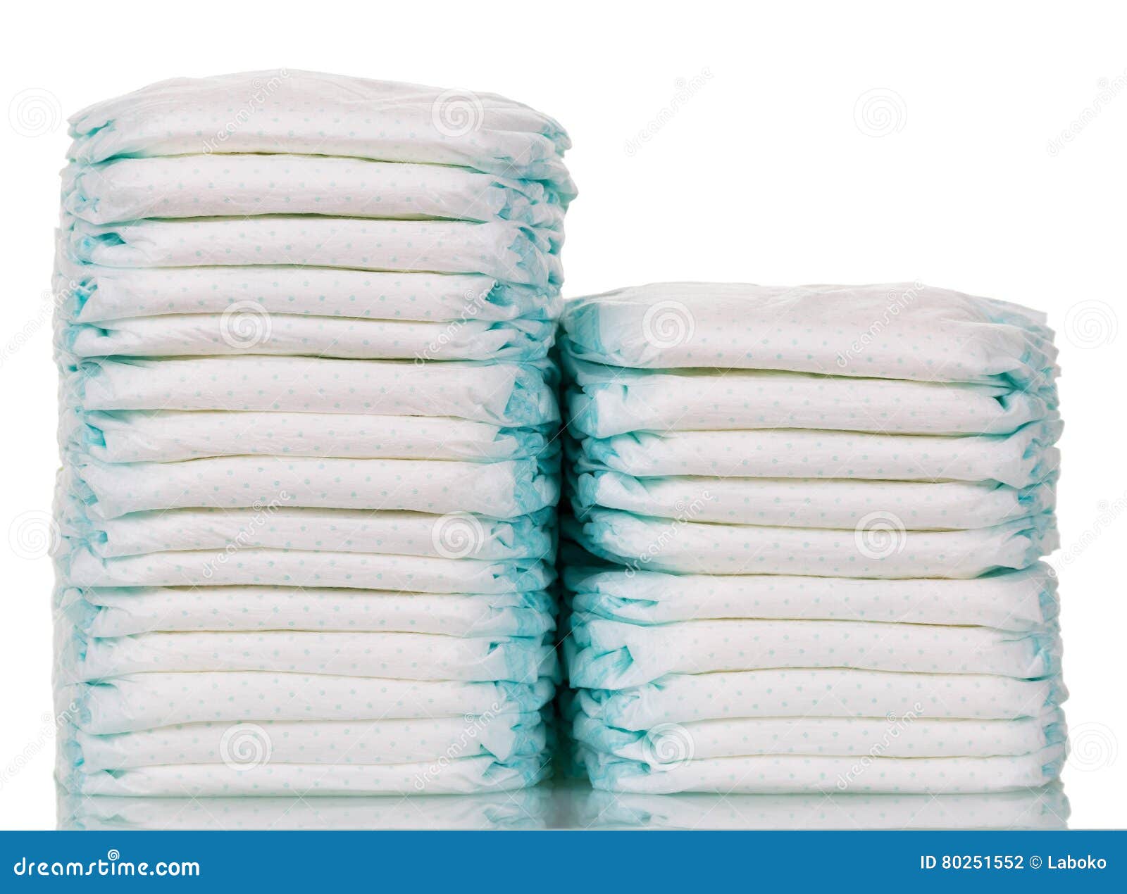 Stacks of Disposable Diapers Closeup Isolated on White. Stock Photo ...