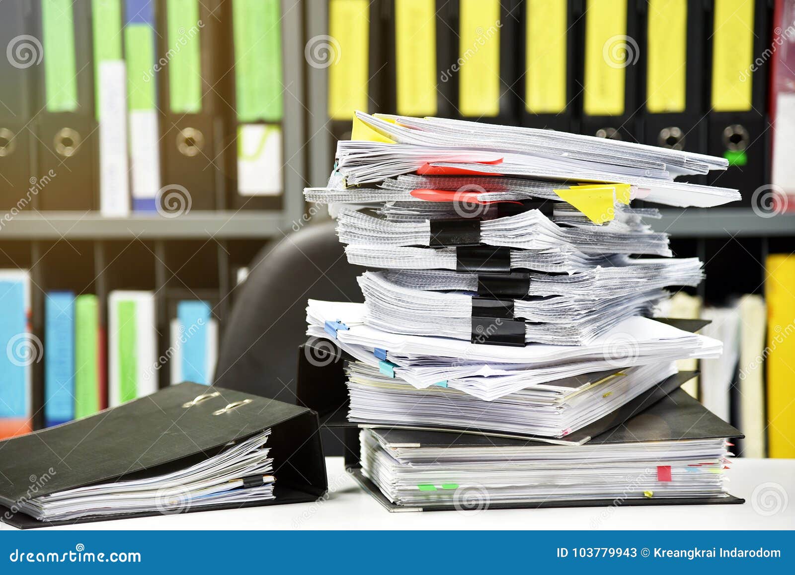 Stacks of Document Paper and Files Folder on Office Desk. Stock Image ... Stacks of Document Paper and Files Folder on Office Desk. Stock Image ...