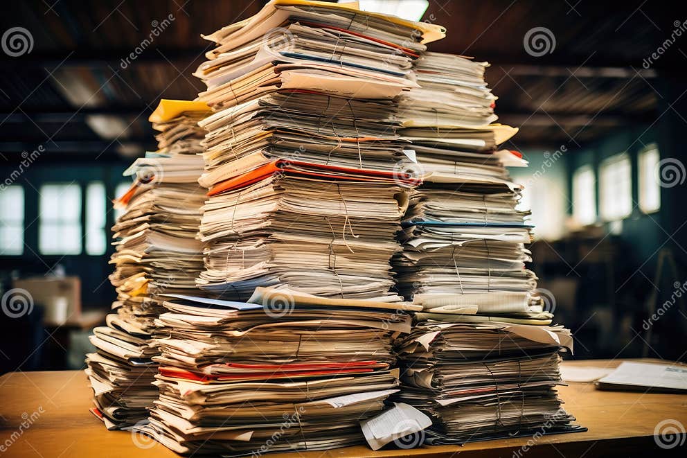Stacks of Documents on the Desk in the Office. Stack of Papers Stock ...