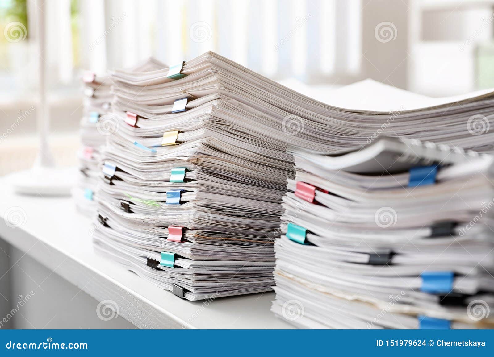 Stacks of Documents with Paper Clips Stock Photo - Image of pile ...