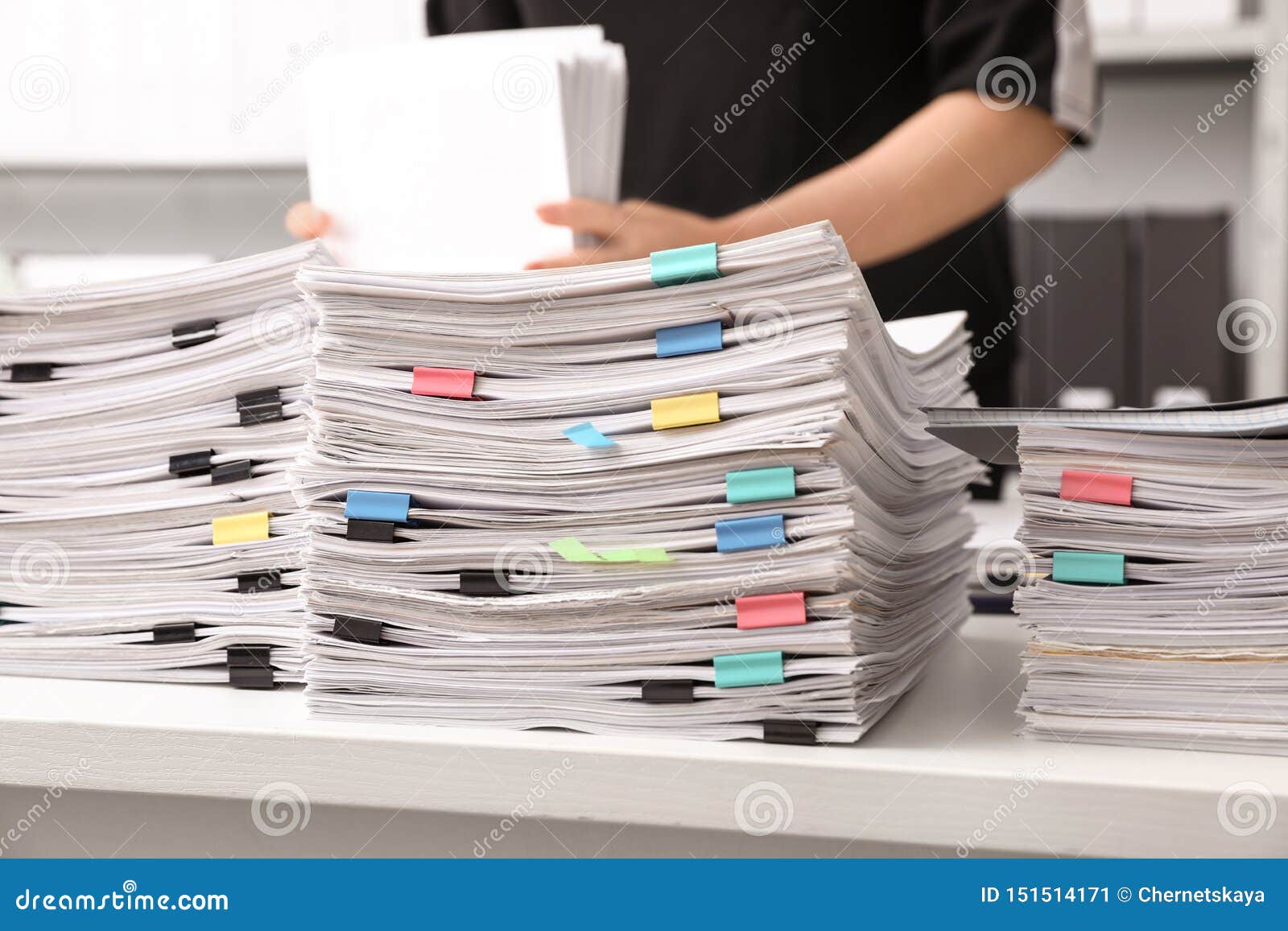 Stacks of Documents with Paper Clips Stock Image - Image of documents ...