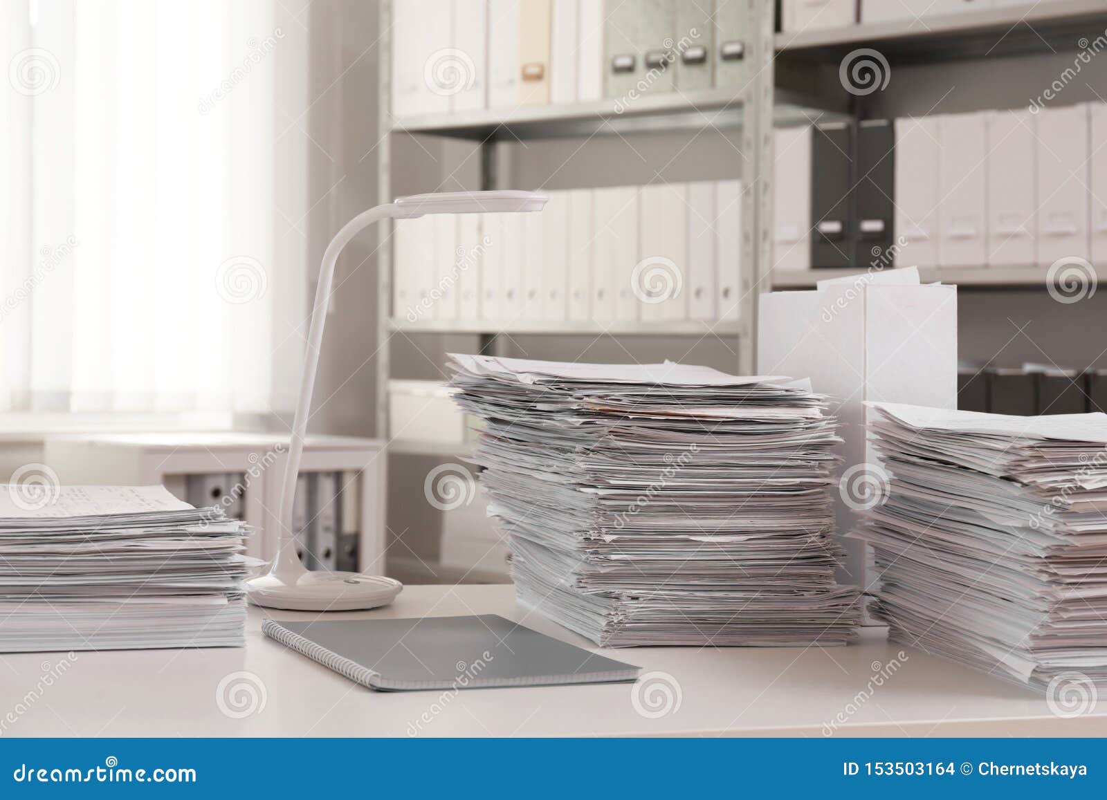Stacks of Documents on Table Stock Photo - Image of organize, data ...