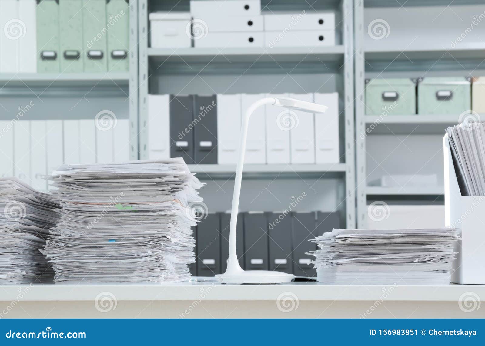Stacks of Documents on Table in Stock Image - Image of archival ...