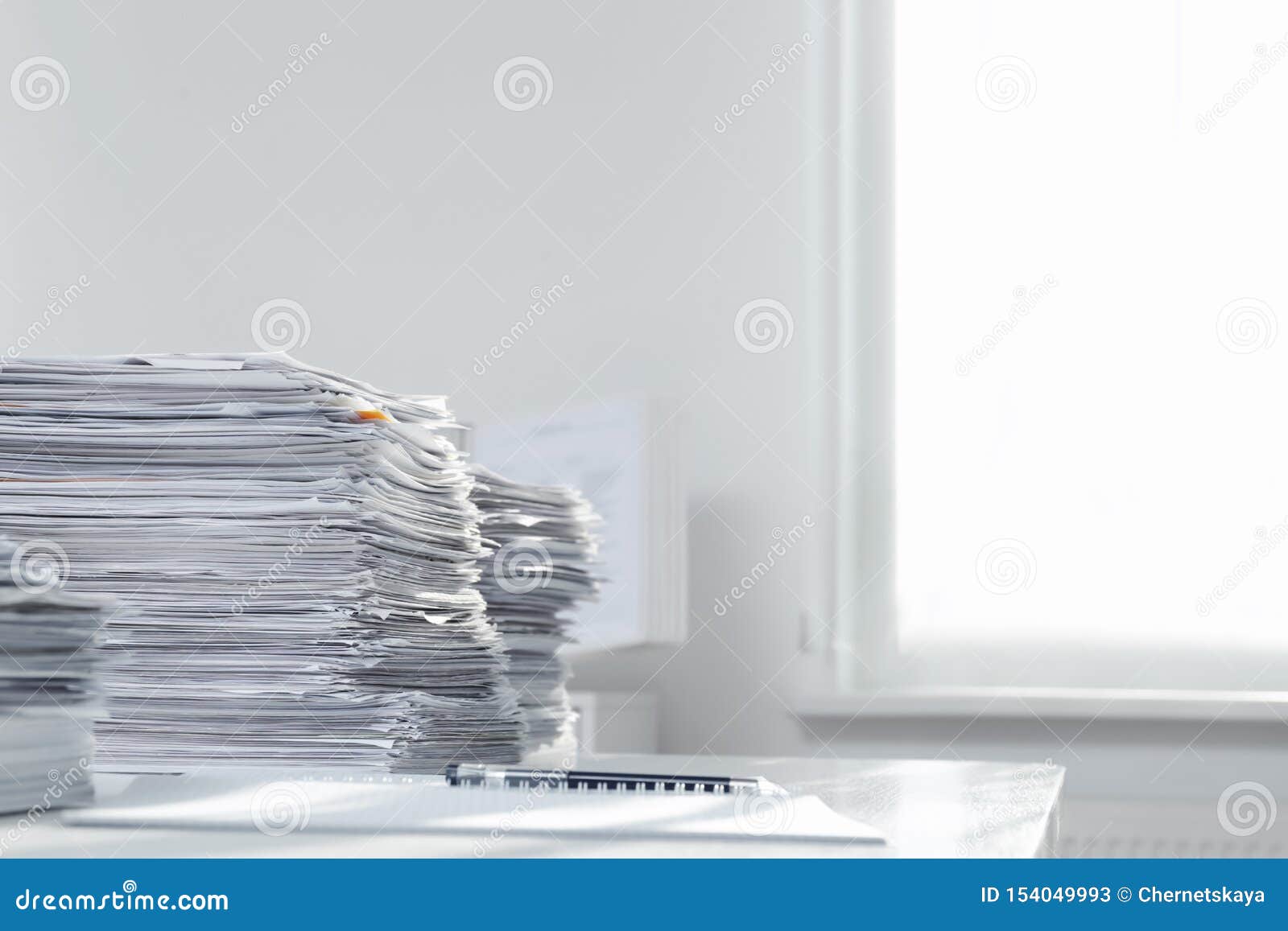Stacks of Documents on Table in Office. Space for Stock Image - Image ...