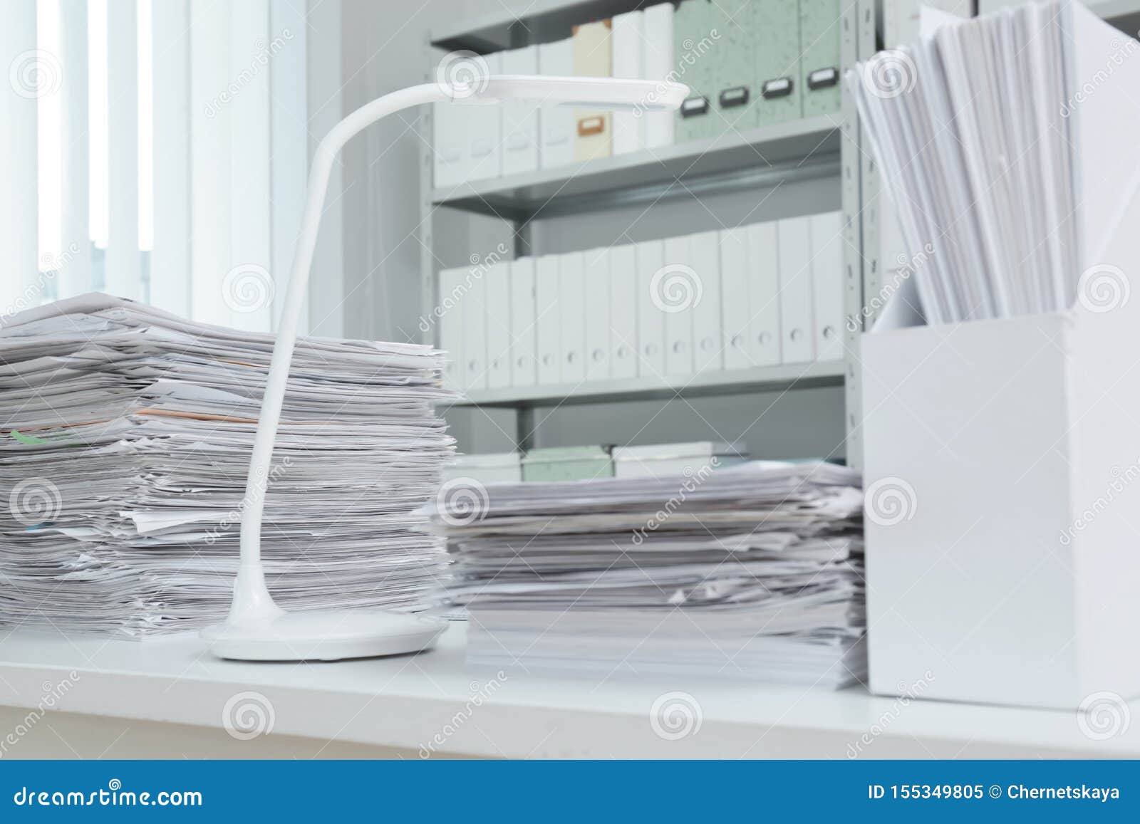 Stacks of Documents on Table Stock Image - Image of documents ...