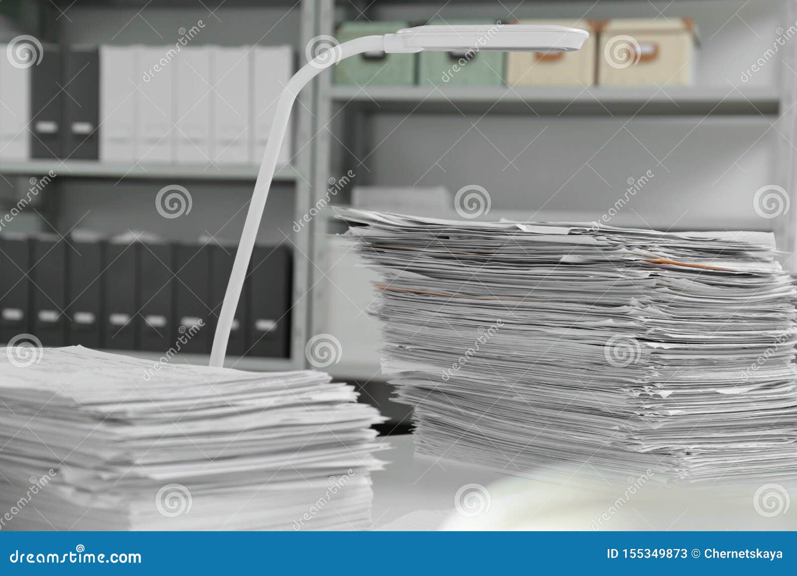 Stacks of Documents on Table Stock Image - Image of documentation ...