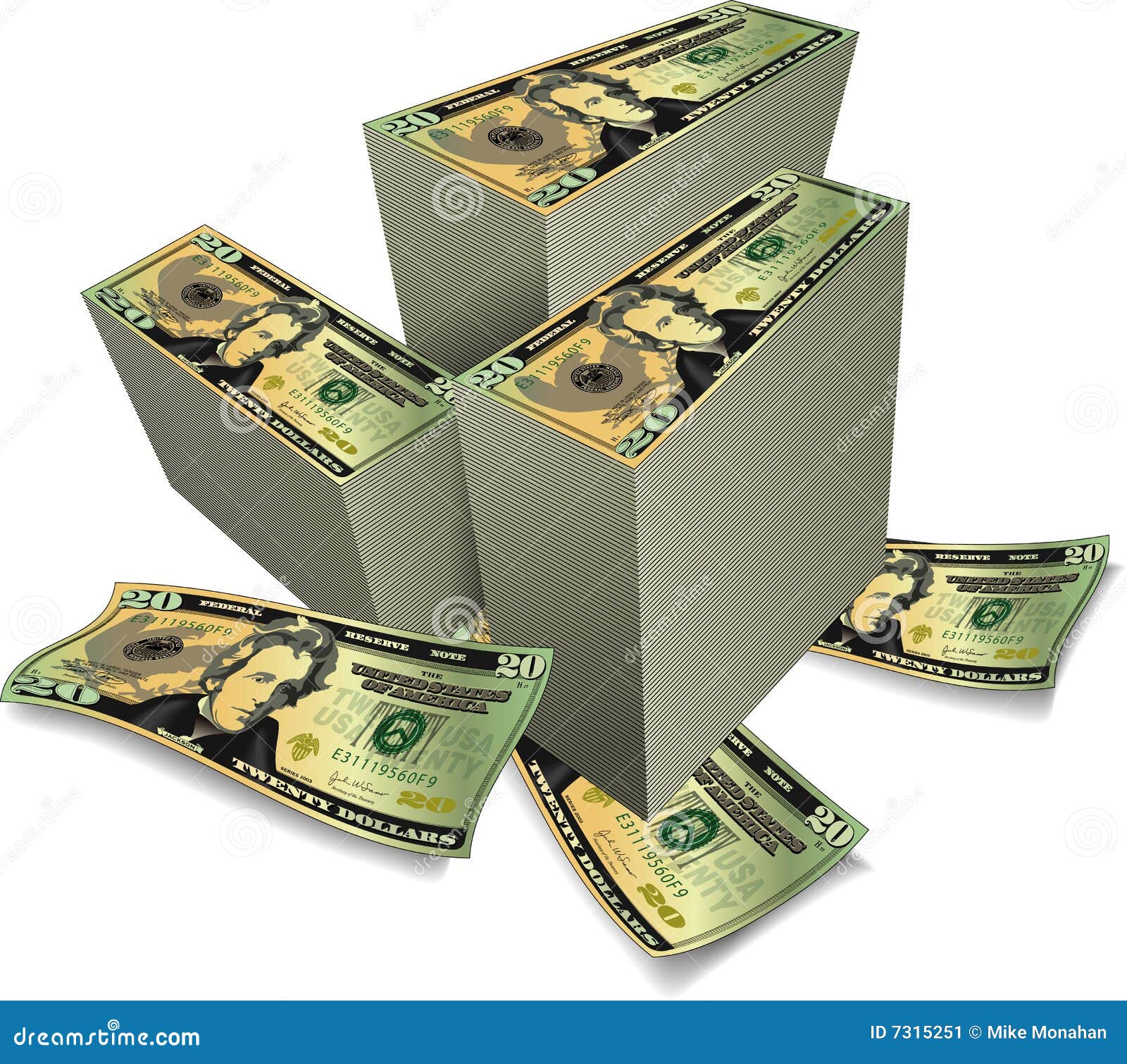 Stacks of Dollars stock vector. Illustration of banking - 7315251