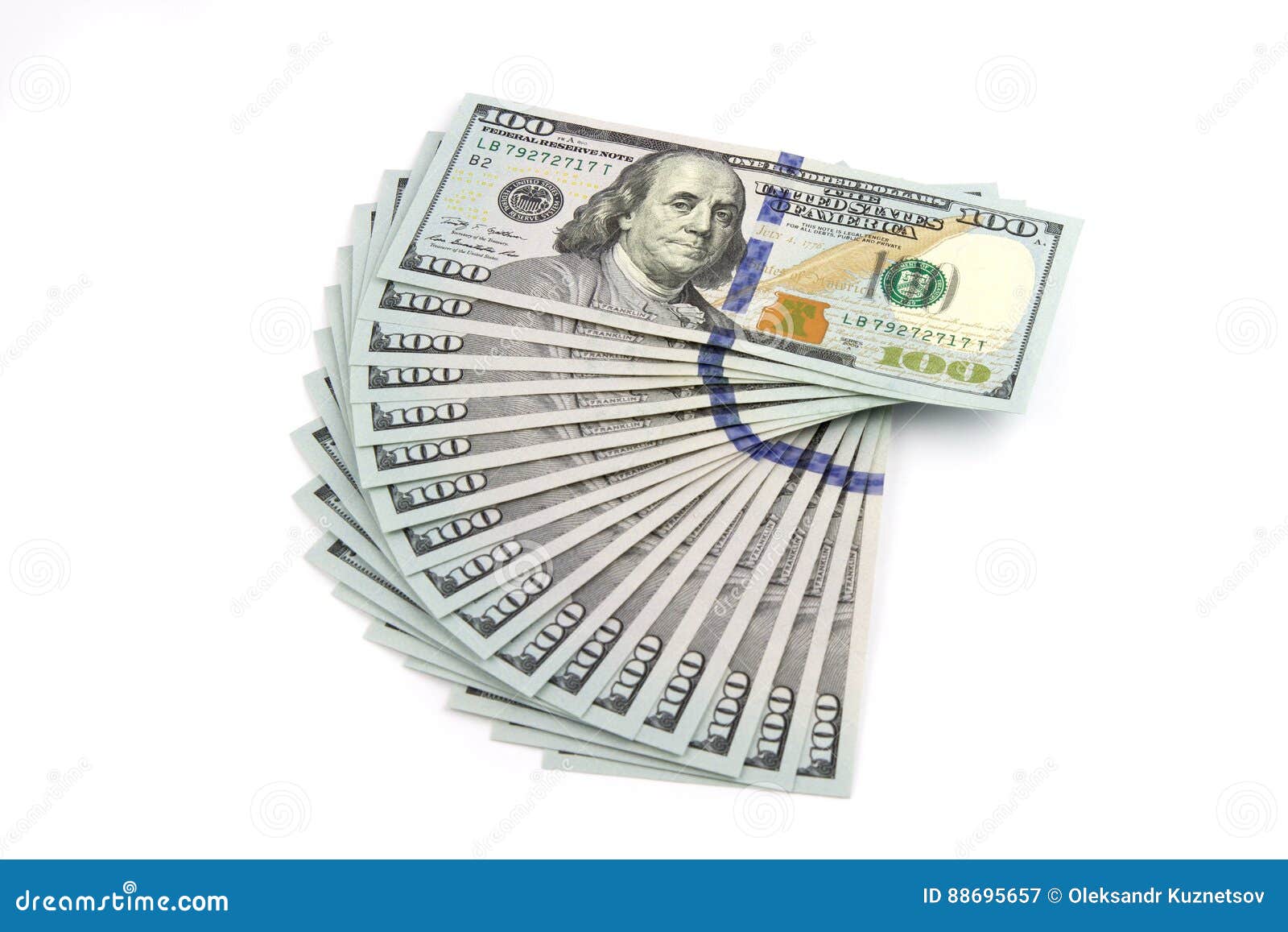 Stacks of Dollars Isolated on a White Background. Top View Stock Image ...