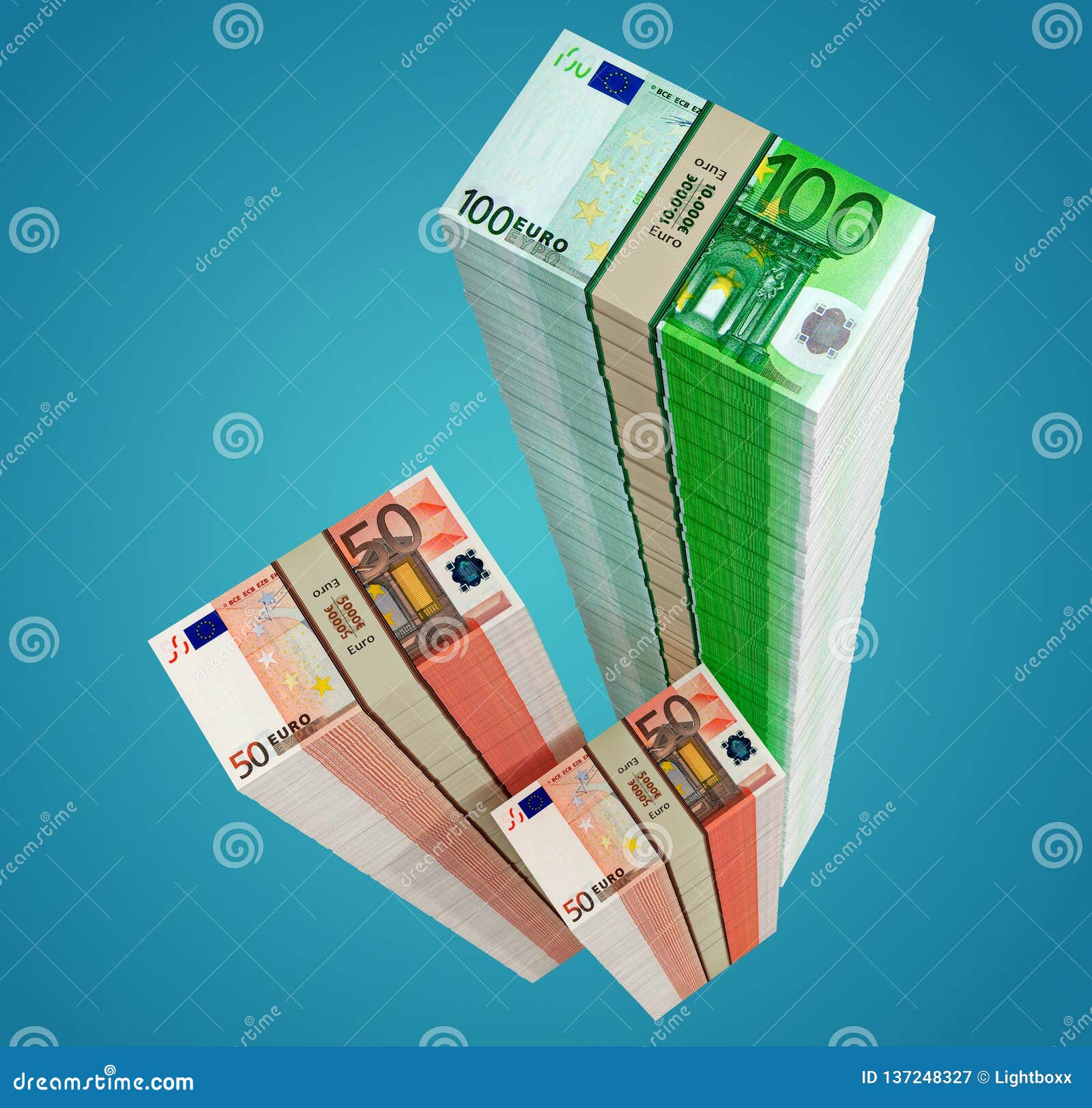 Stacks of Euro Banknotes stock image. Image of background - 137248327