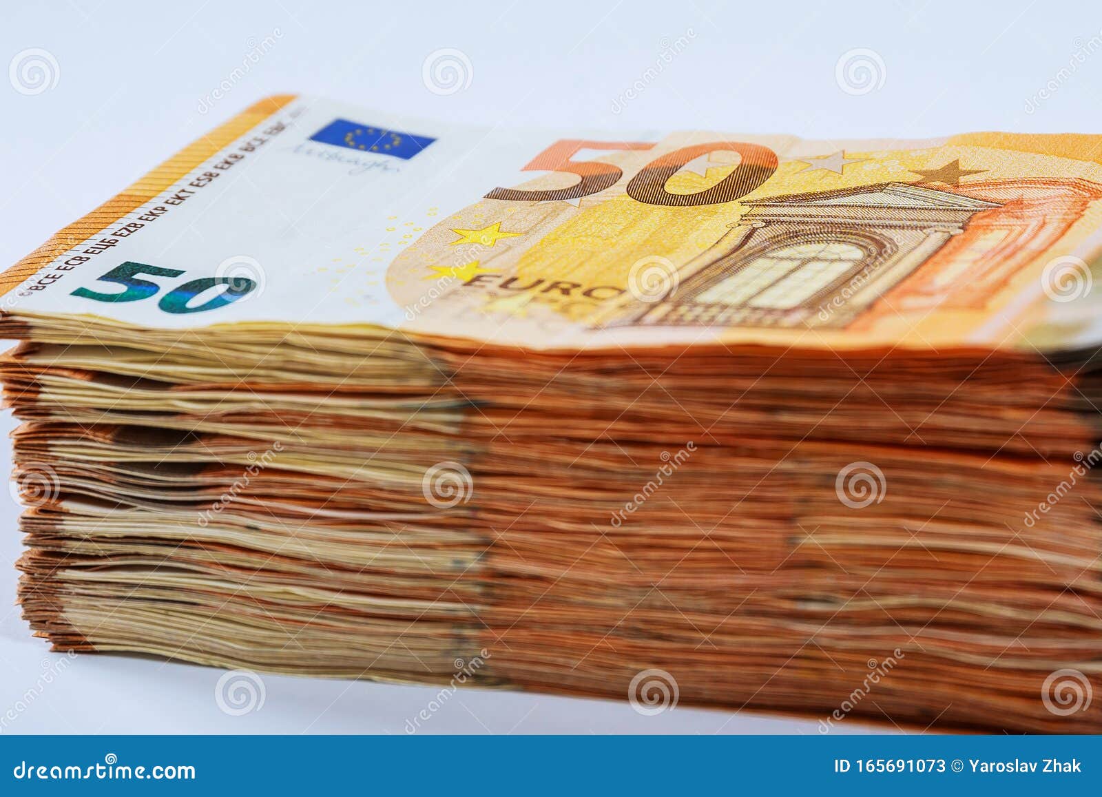 Stacks of Euro Banknotes on a White Background in Fifty Euro. Stock ...