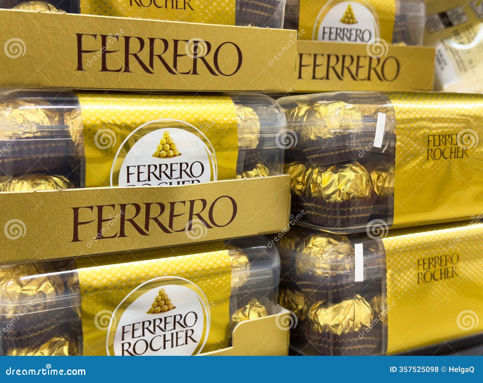 Stacks of Ferrero Rocher Chocolate Boxes Displayed in Store Editorial ...