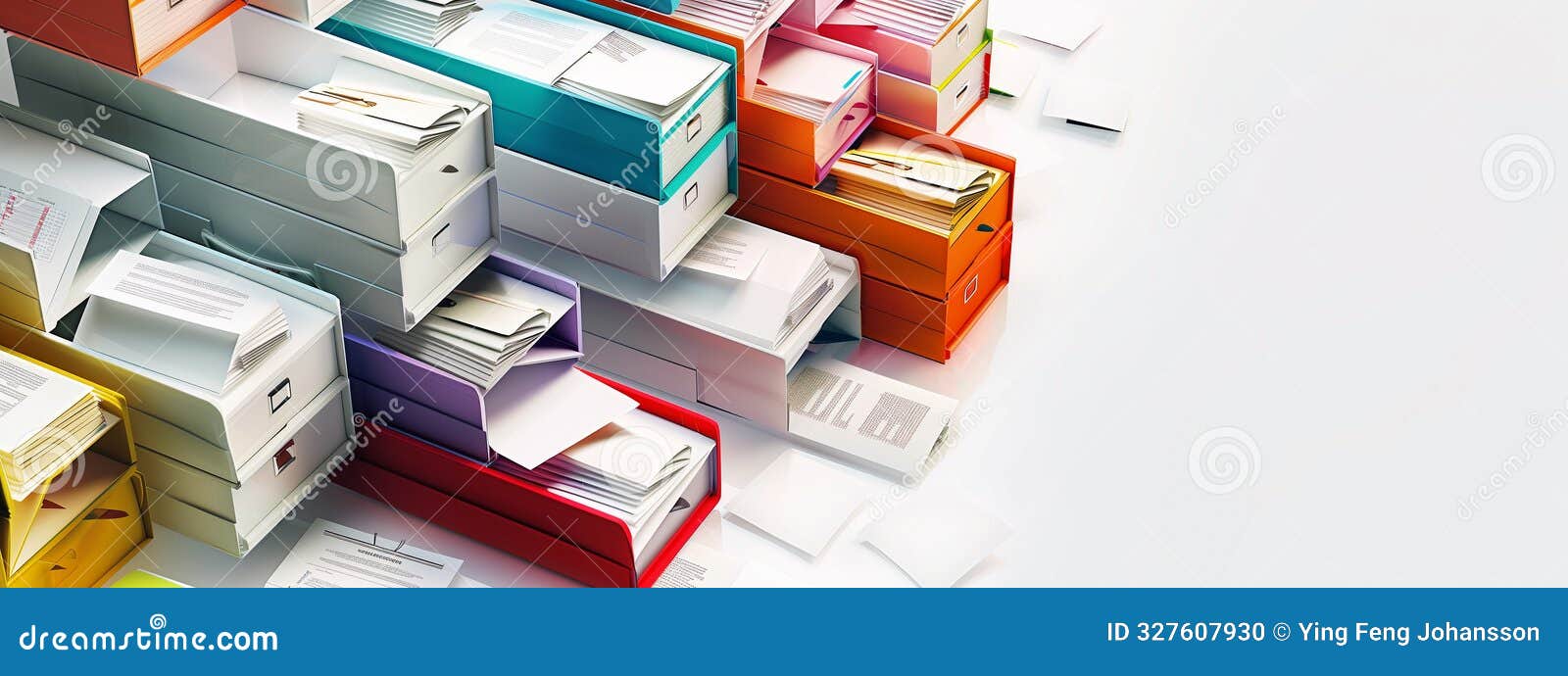Stacks of Files and Boxes in a Vibrant Rainbow of Hues Spill Across the ...