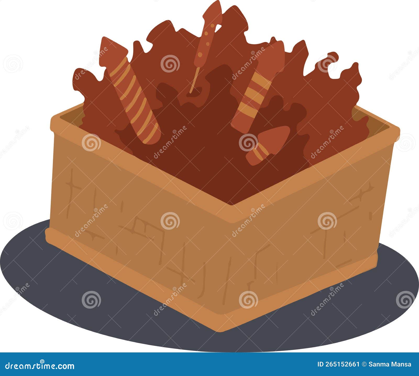 Stacks Of Fireworks In A Box. New Year Party Cartoon Vector ...
