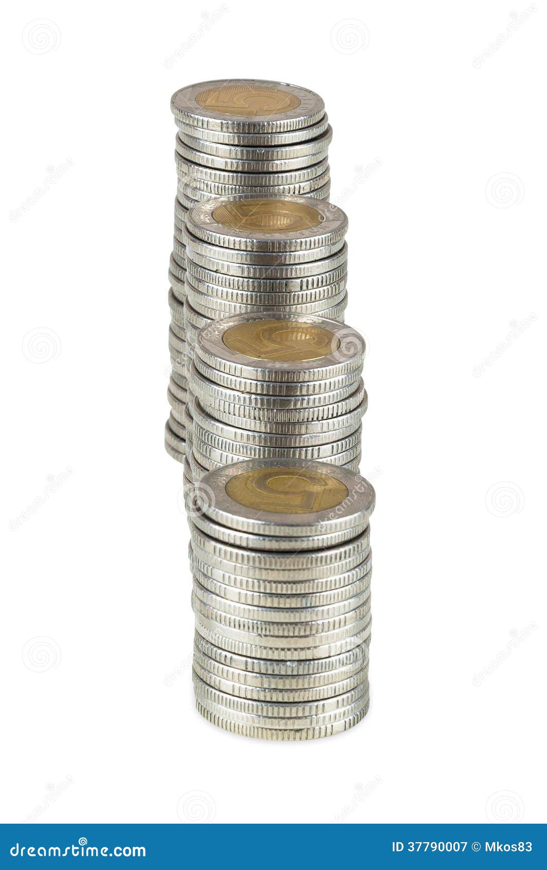 Stacks of Five Zlotych Coins Stock Image - Image of increase, credit ...
