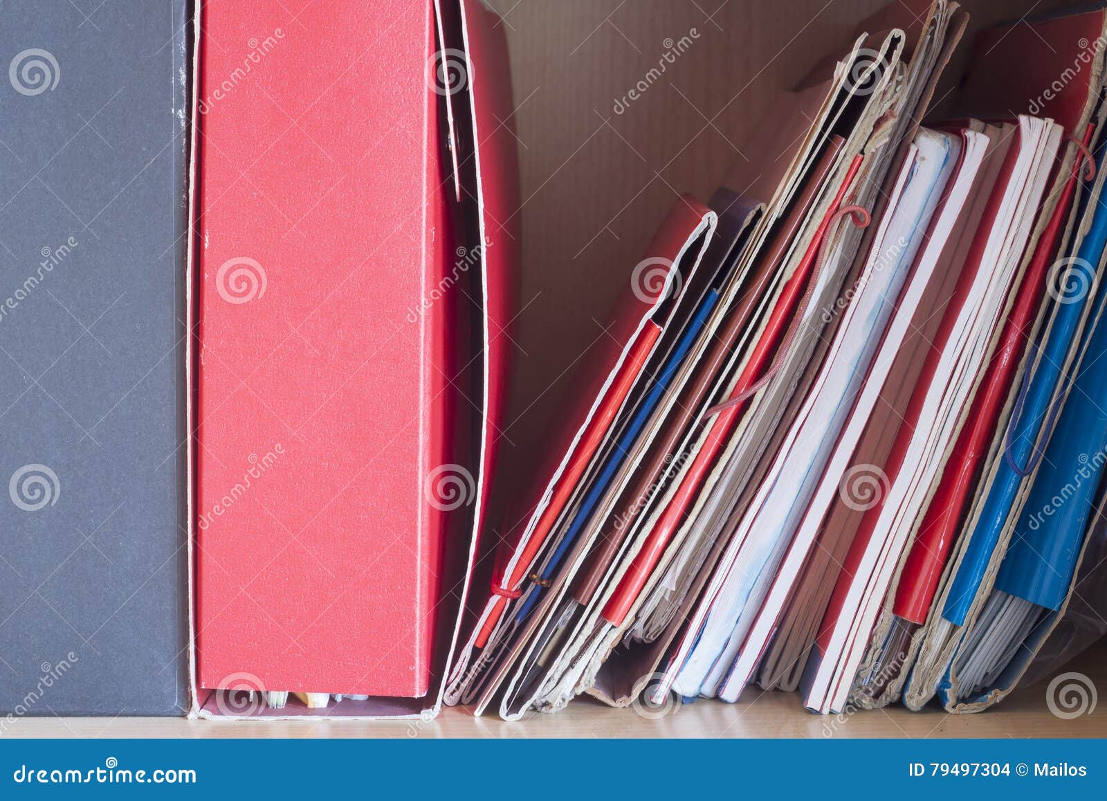 Stacks of Folders with Papers on the Desk Stock Photo - Image of ...