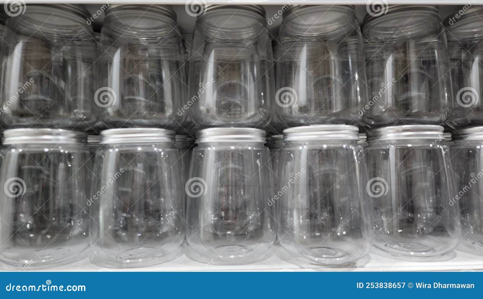 Stacks of Glass Jars in the Storage Cupboard Stock Image - Image of ...