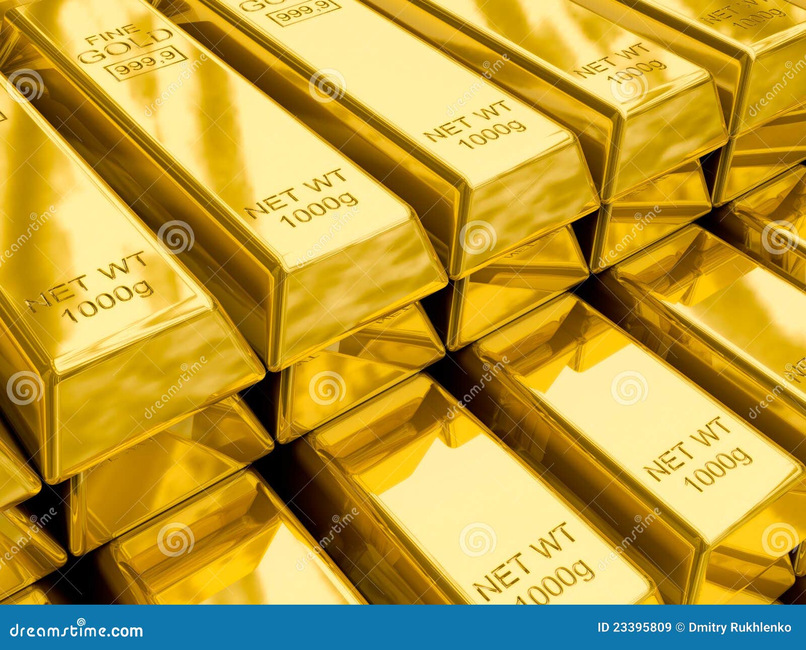 Stacks of gold bars stock illustration. Illustration of render - 23395809
