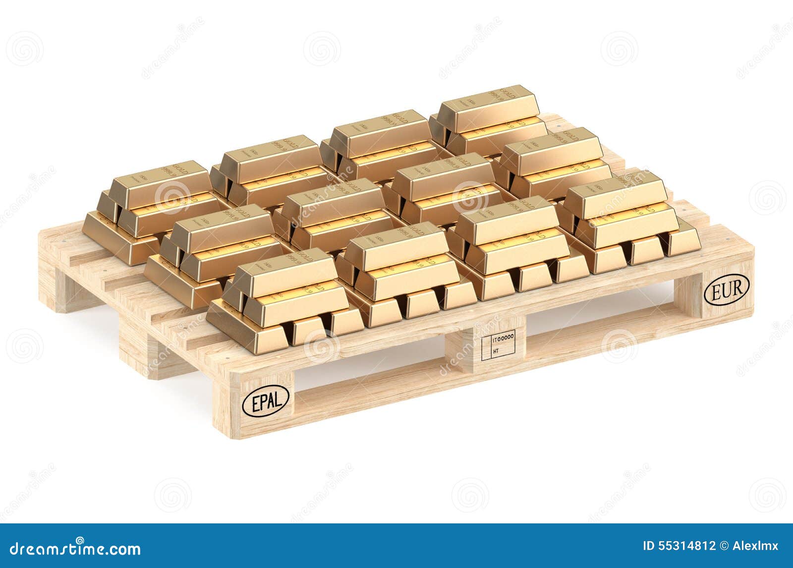 Stacks Of Gold Bars On Pallet Stock Illustration - Image: 55314812