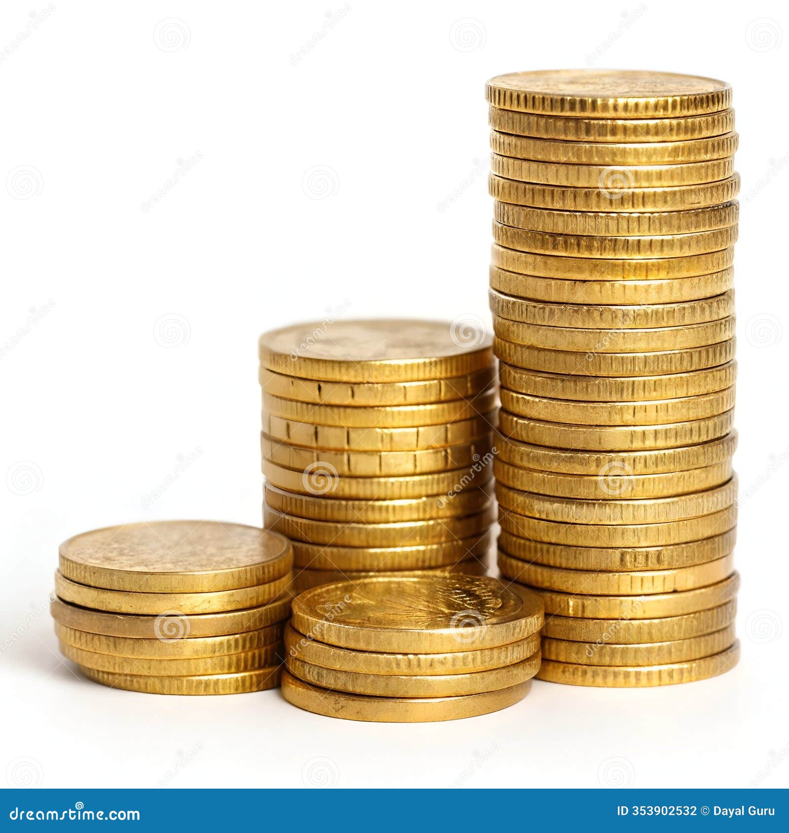 Stacks of Gold Coins Isolated on White Background Stock Illustration ...