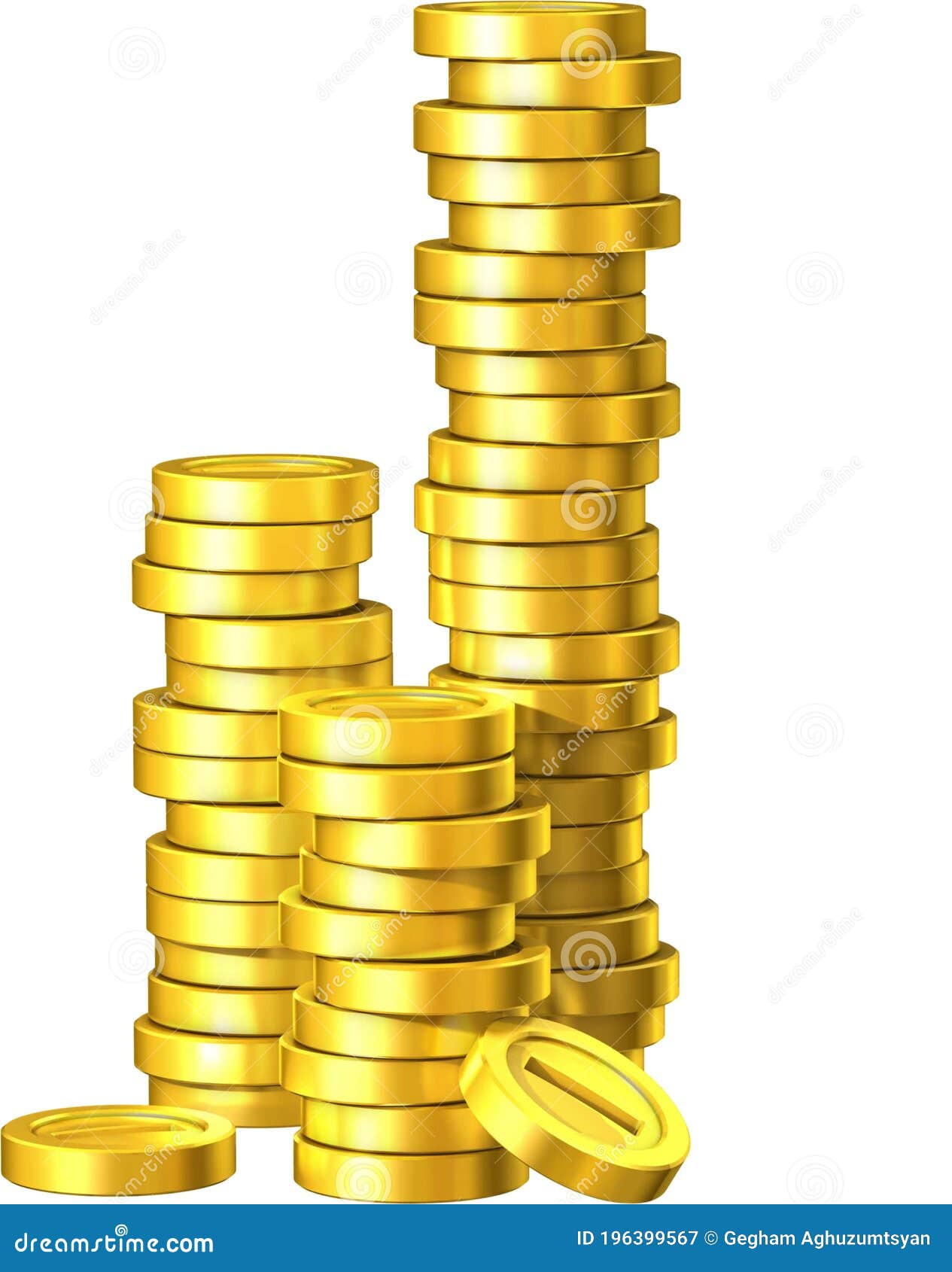 Stacks of gold coins stock illustration. Illustration of coin - 196399567