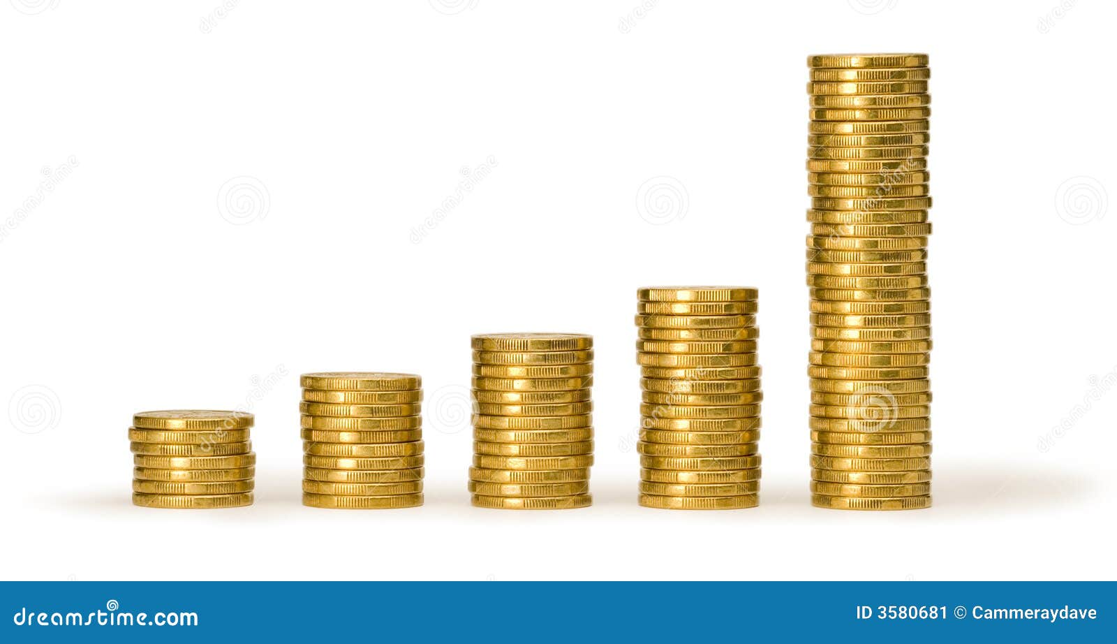 Stacks of Gold Money Coins stock image. Image of ascending - 3580681