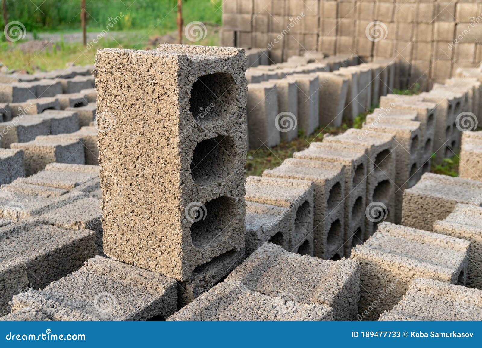 Stacks of Gray Concrete Blocks on the Ground Stock Image - Image of ...