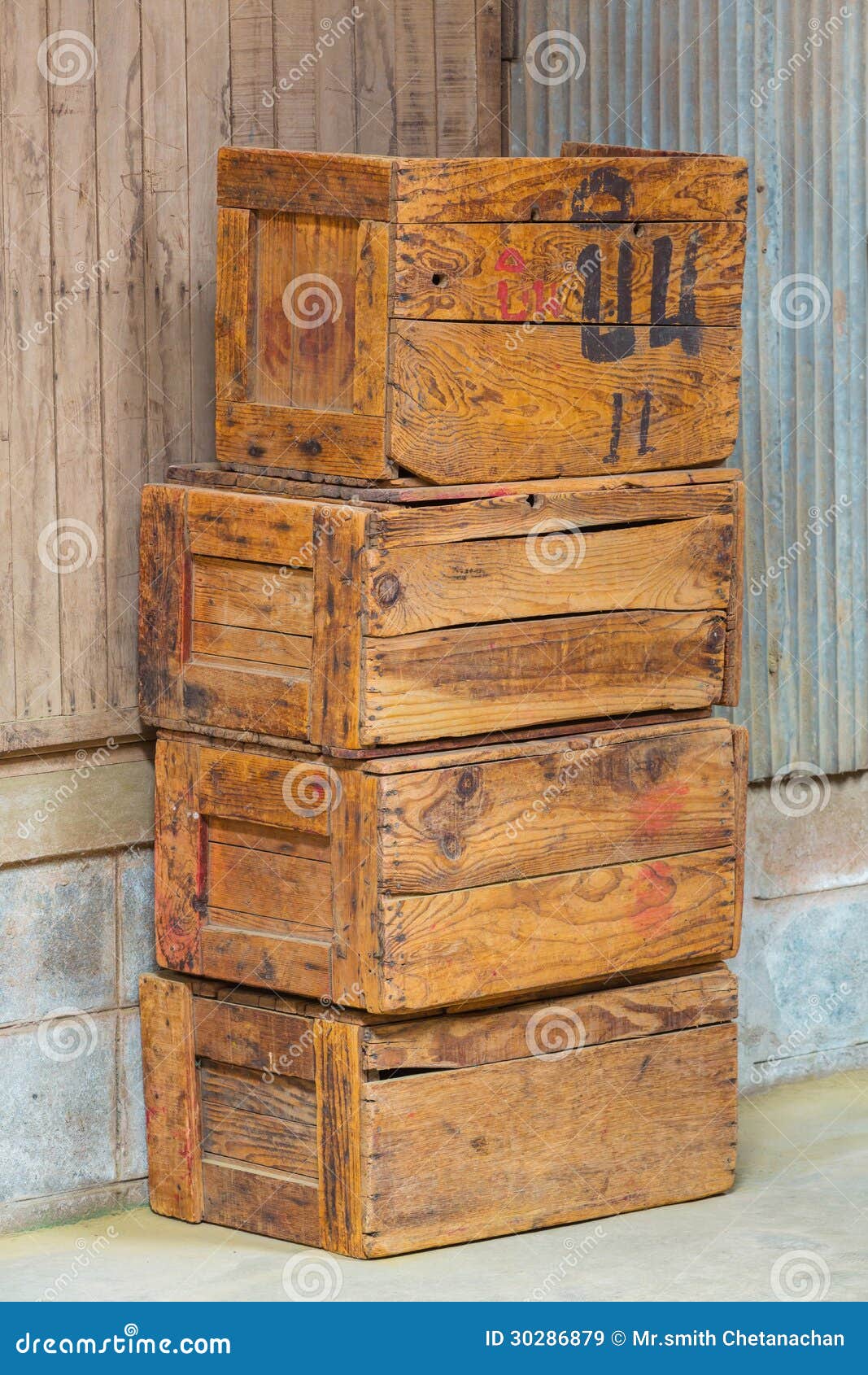 Old wood boxes stock image. Image of rough, antique, corrugated - 30286879