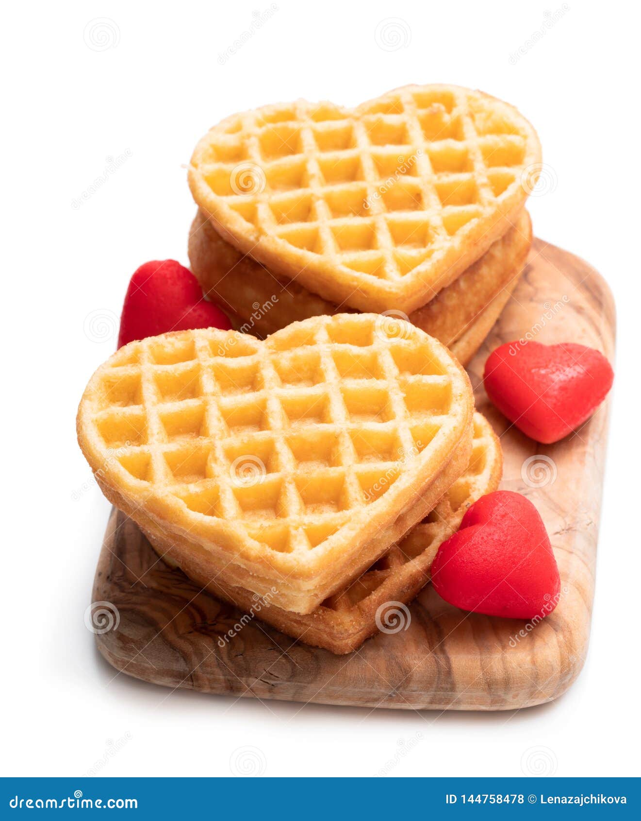 Stacks of Heart Shaped Waffles Isolated on White Stock Photo - Image of ...