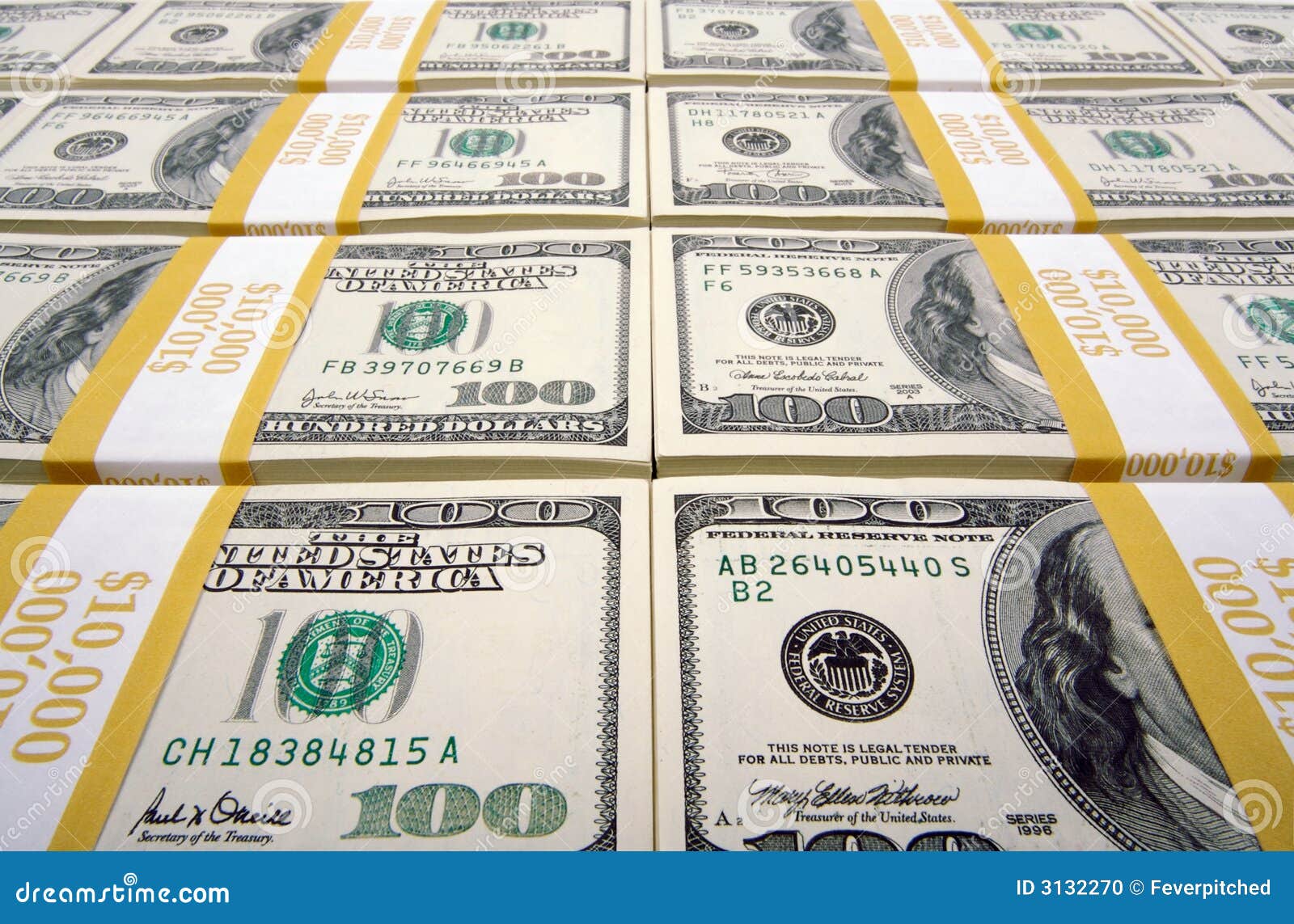 Stacks of Hundred Dollar Bills Stock Photo - Image of debt, legal: 3132270