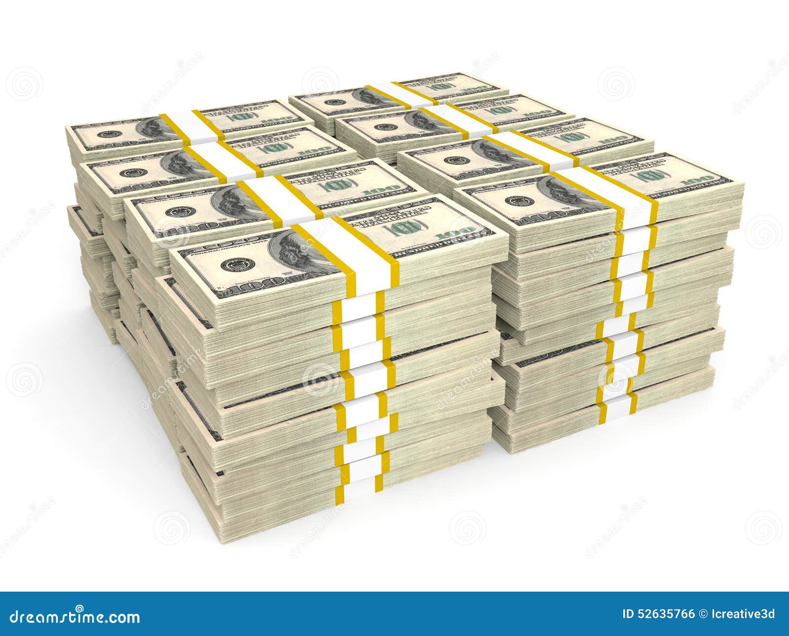 Stacks of Hundred US Dollars. Stock Illustration - Illustration of ...