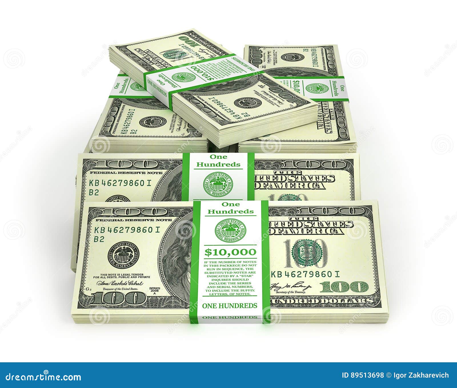 Stacks of Hundred US Dollars. Stock Illustration - Illustration of cash ...
