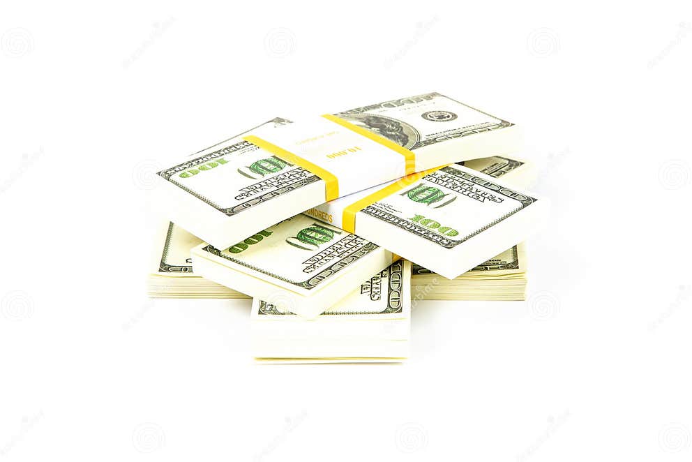 Stacks of hundreds dollars stock photo. Image of chaotic - 62876988