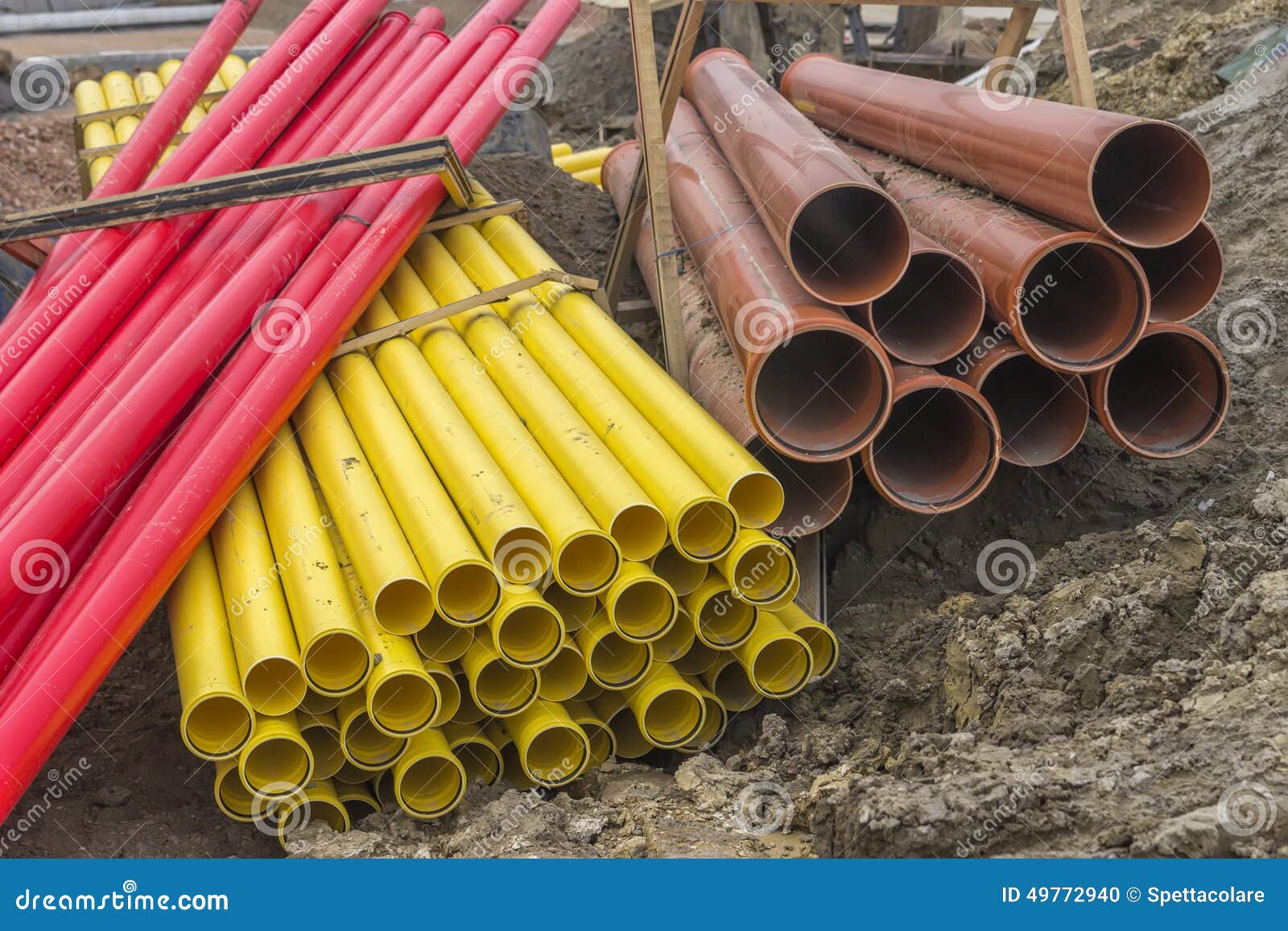 Stacks of Large Diameter Pvc Pipes Stock Photo - Image of culvert ...