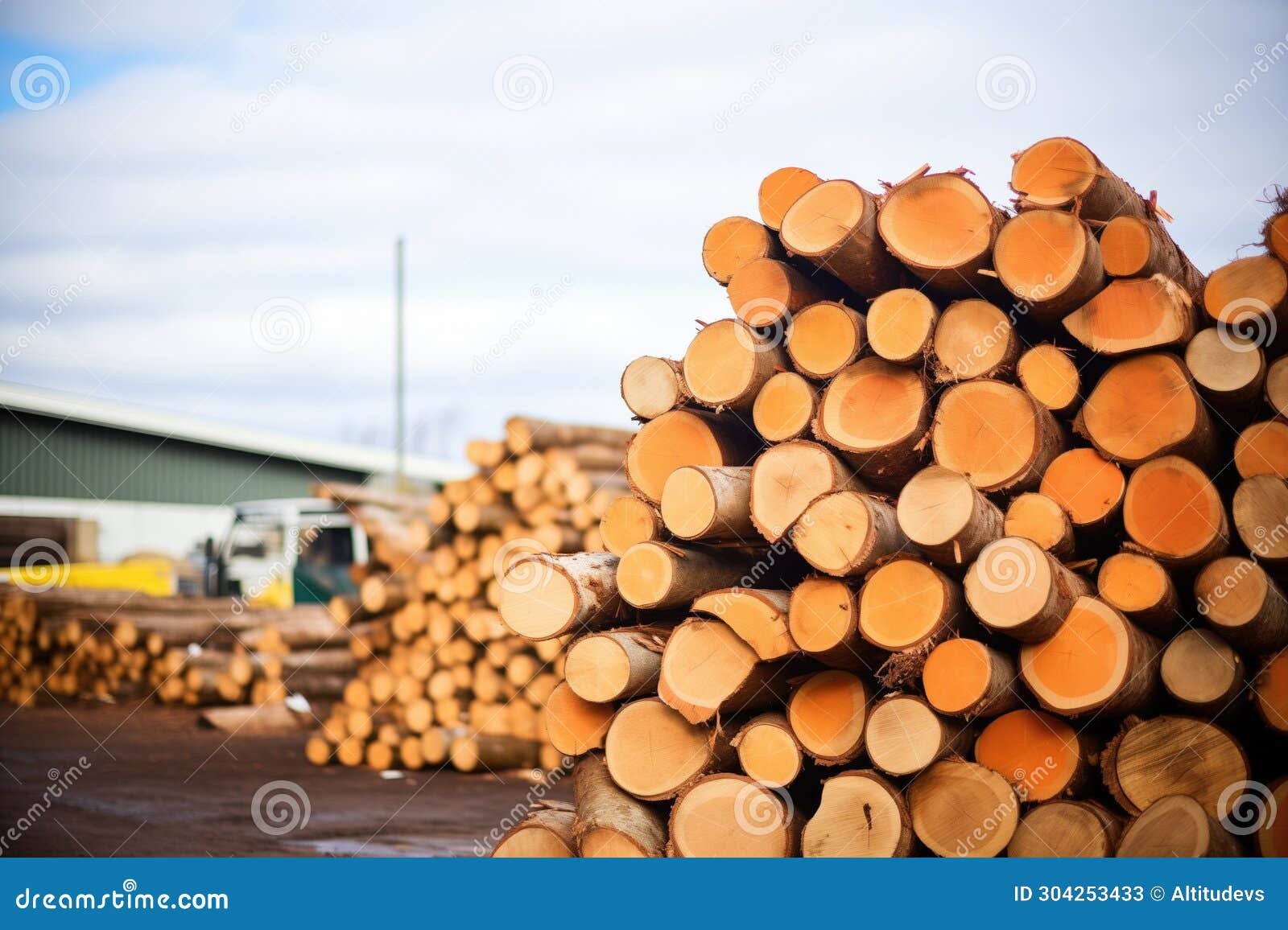 Stacks of Logs Ready for Biomass Energy Usage Stock Image - Image of ...