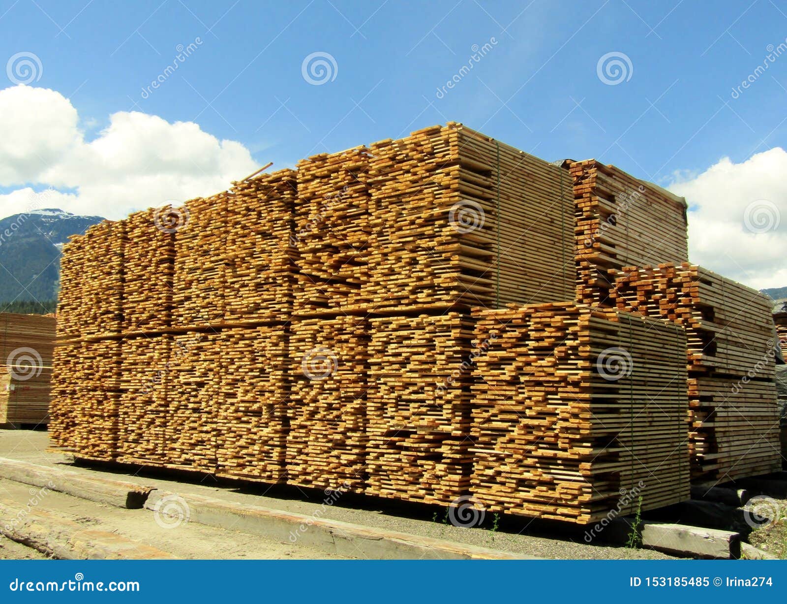 Stacks of Lumber at Saw Mill Stock Image - Image of building, hardwood ...