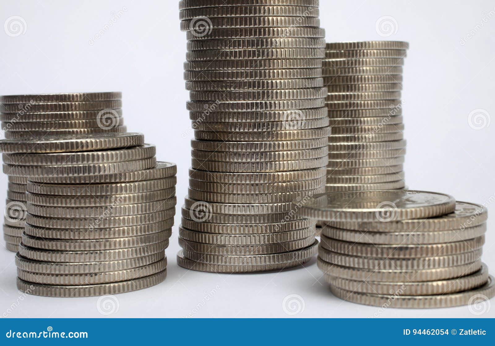 Stacks of money coins stock photo. Image of background - 94462054