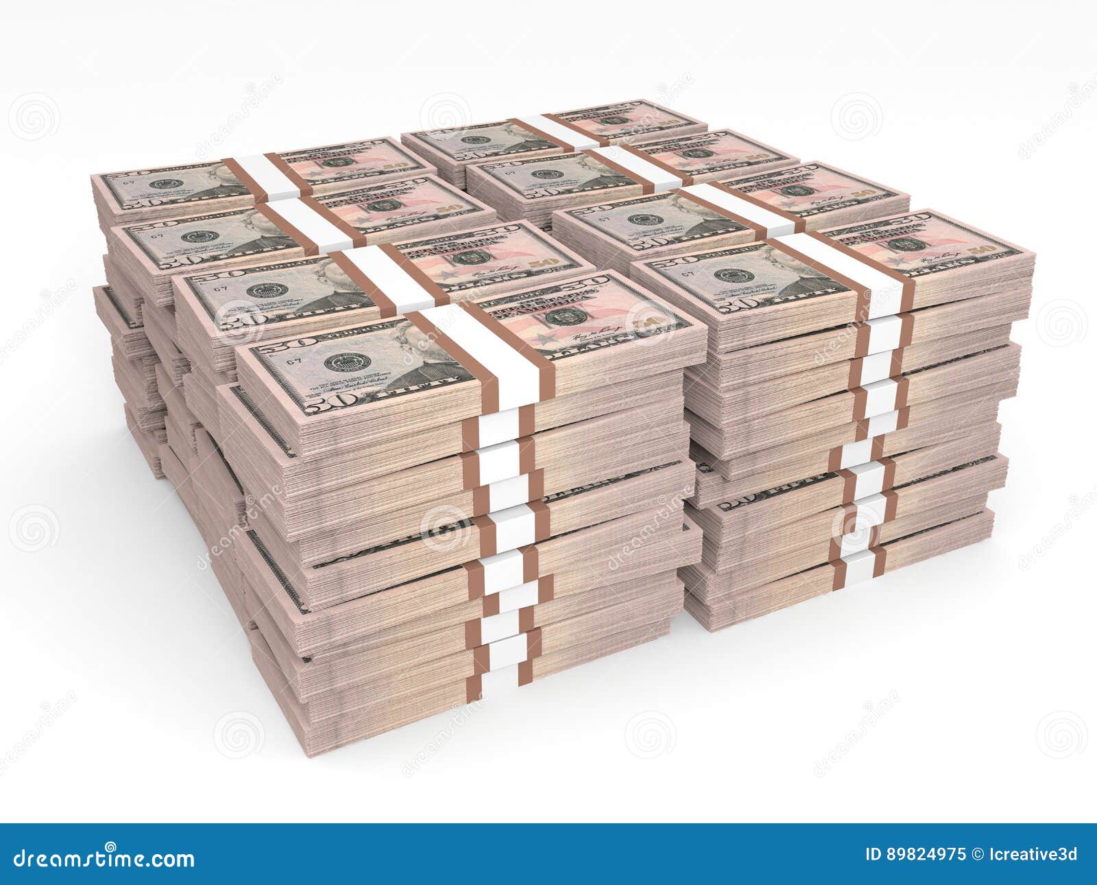 Stacks of Money. Fifty Dollars Stock Illustration - Illustration of ...