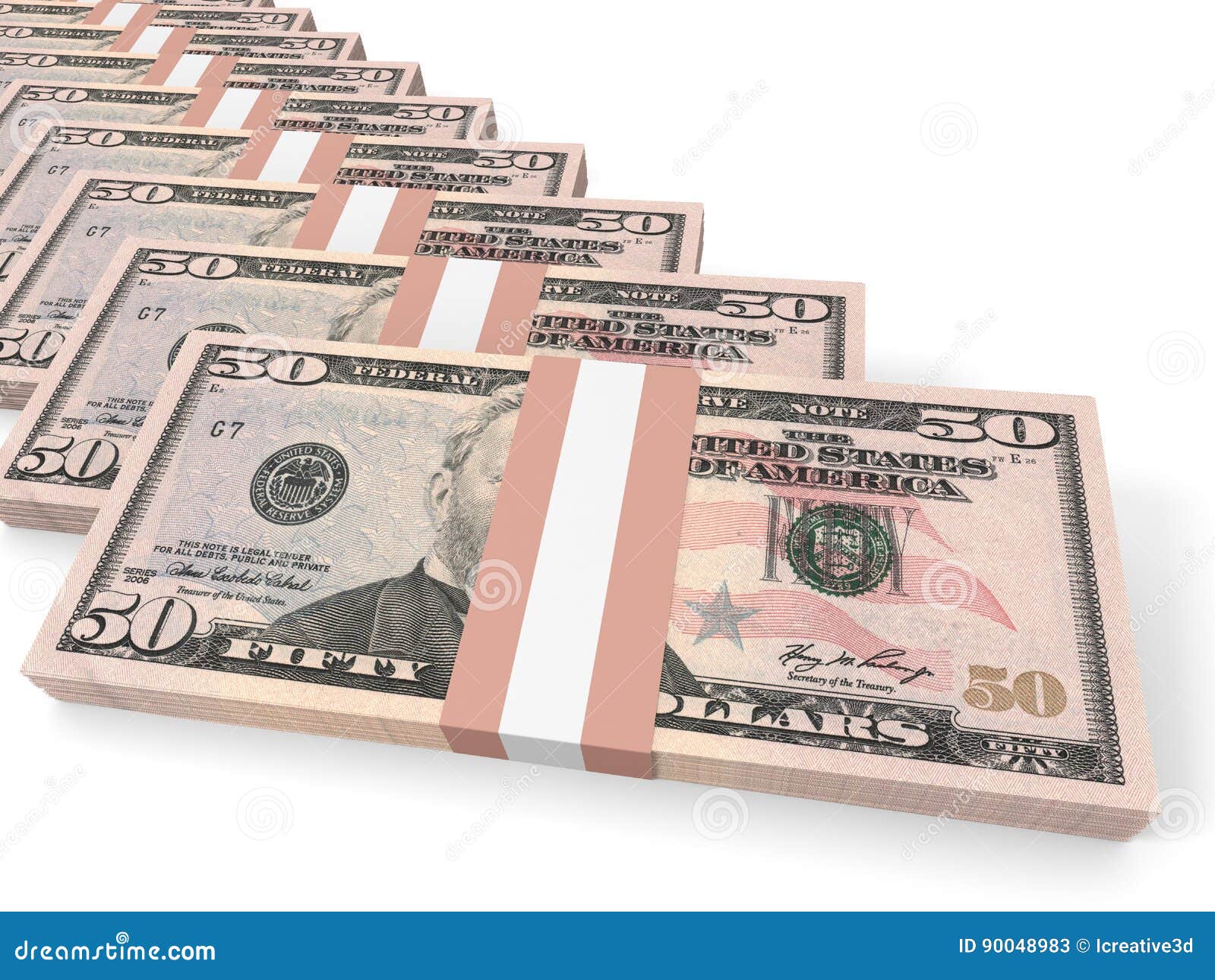 Stacks of Money. Fifty Dollars Stock Illustration - Illustration of ...