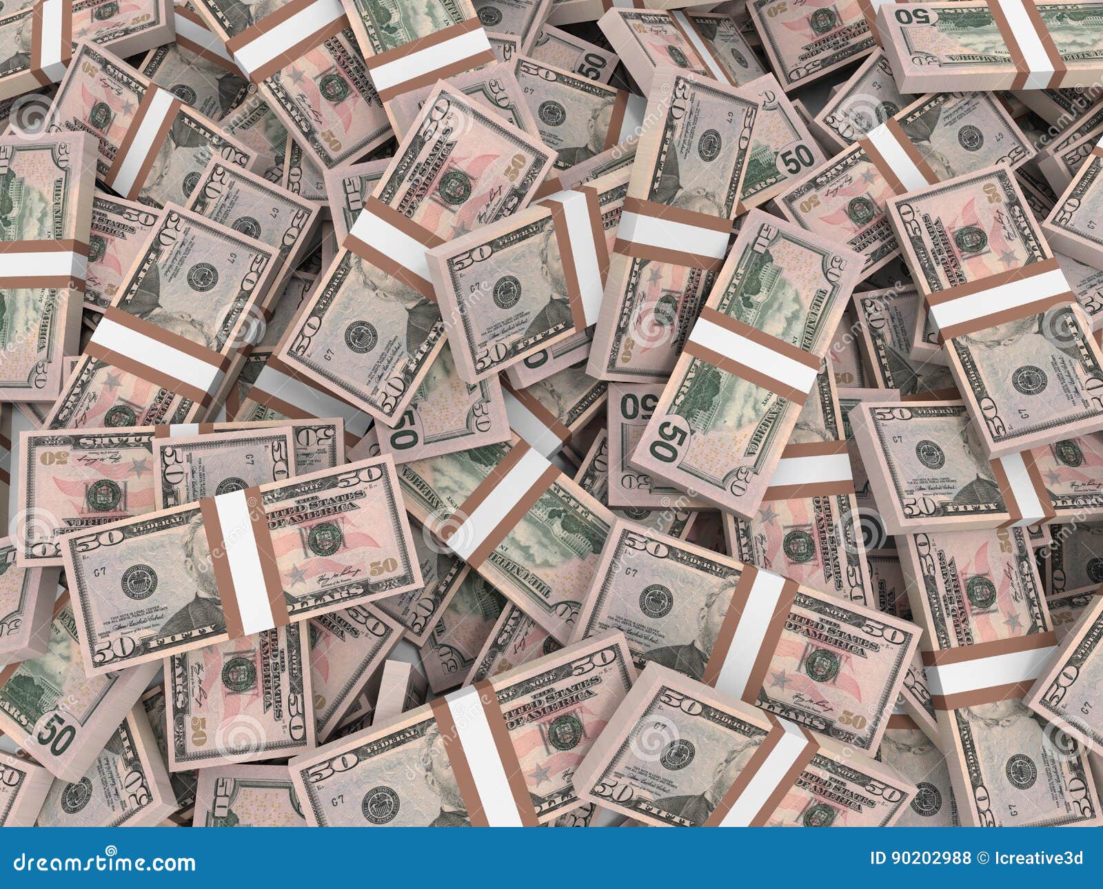 Stacks of Money. Fifty Dollars Stock Illustration - Illustration of ...