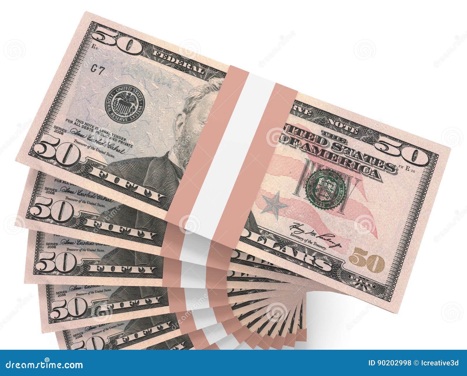 Stacks of Money. Fifty Dollars Stock Illustration - Illustration of ...