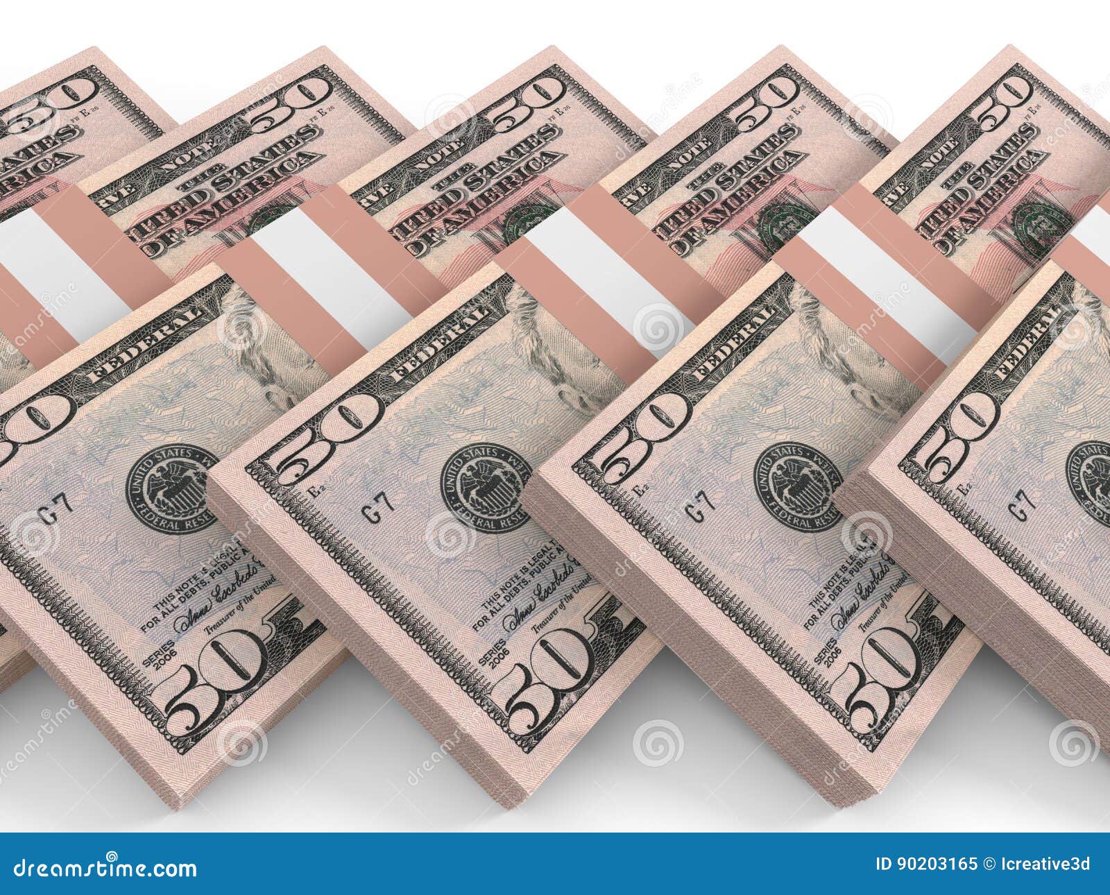 Stacks of Money. Fifty Dollars Stock Illustration - Illustration of ...