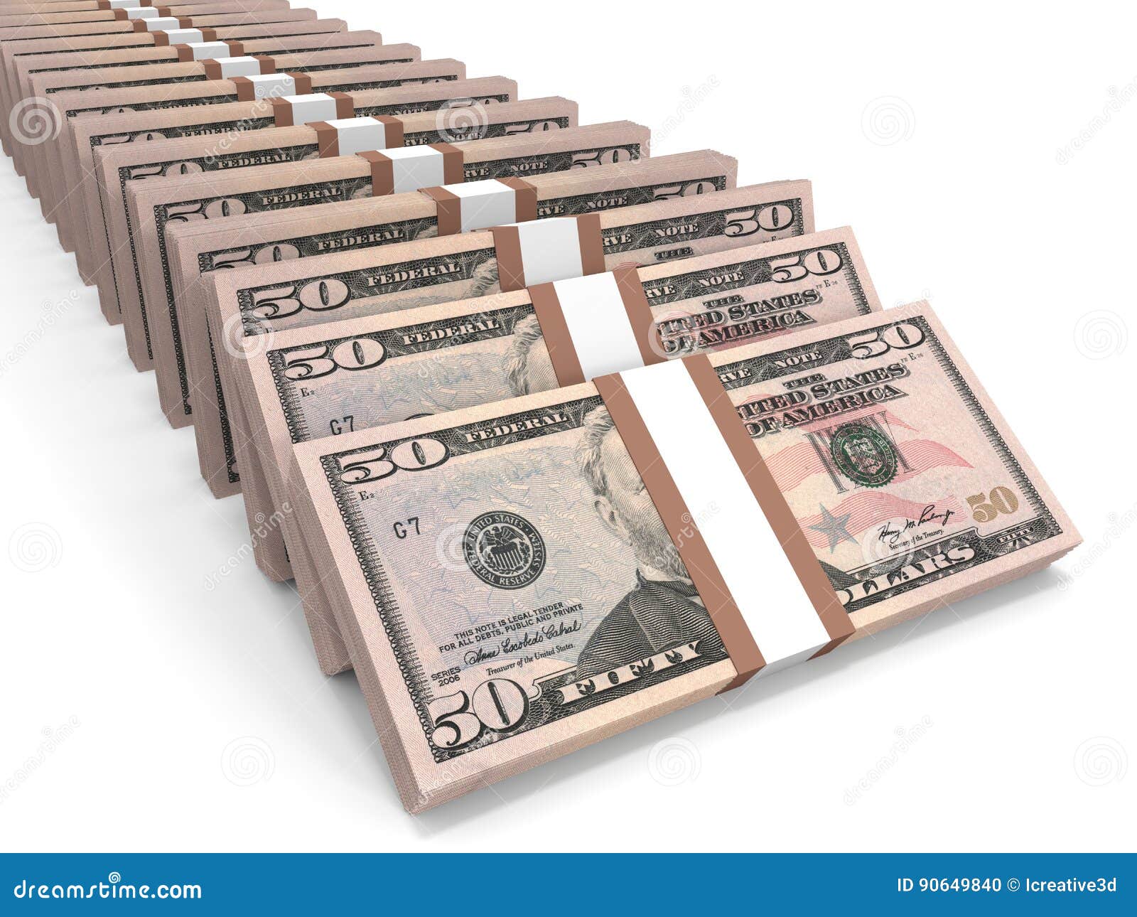 Stacks of Money. Fifty Dollars Stock Illustration - Illustration of ...