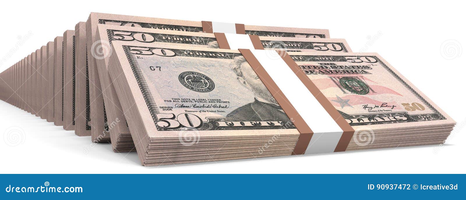 Stacks of Money. Fifty Dollars Stock Illustration - Illustration of ...