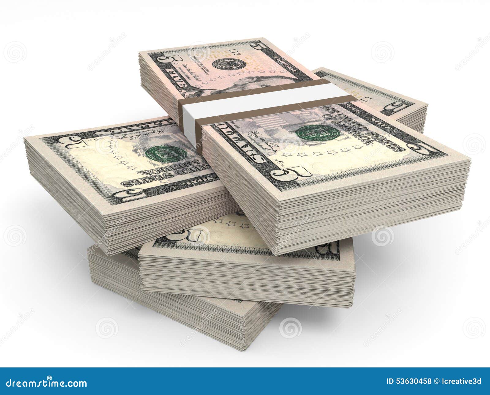 Stacks of Money. Five Dollars Stock Illustration - Illustration of ...