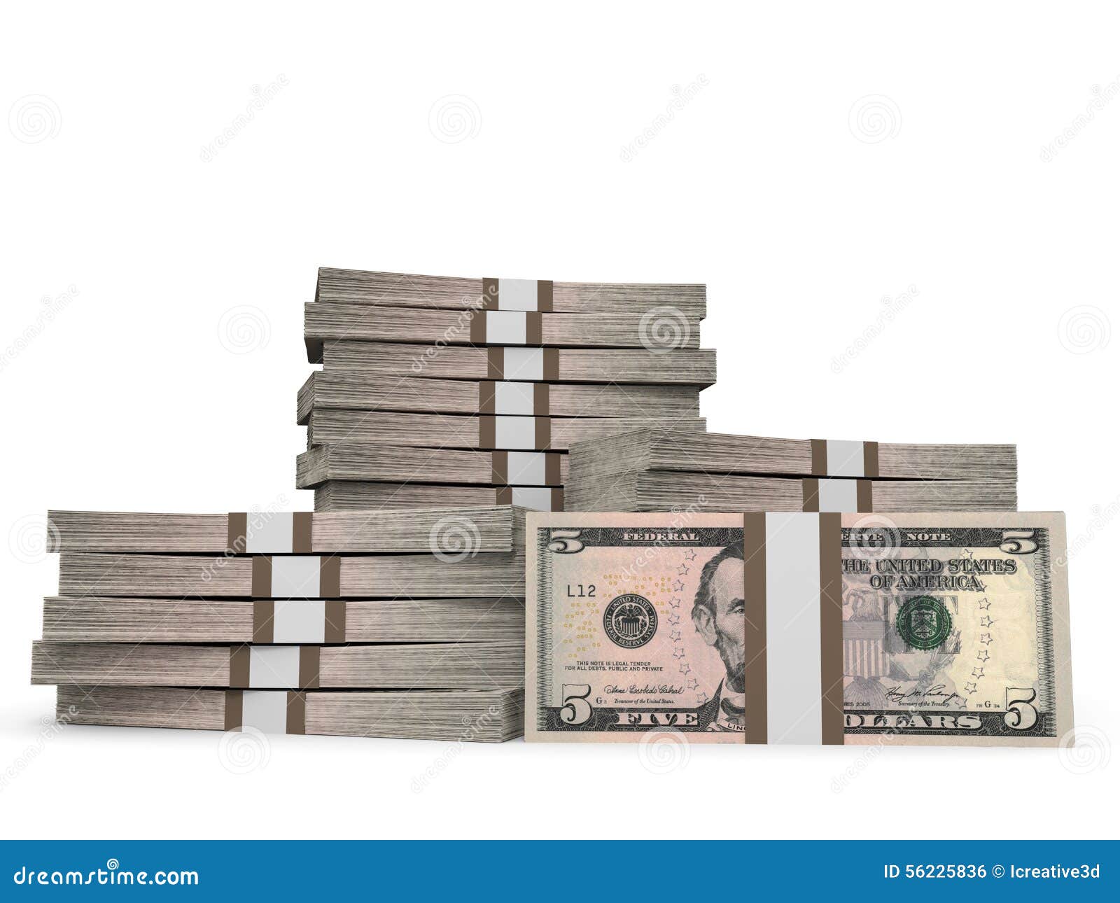 Stacks of Money. Five Dollars Stock Illustration - Illustration of ...
