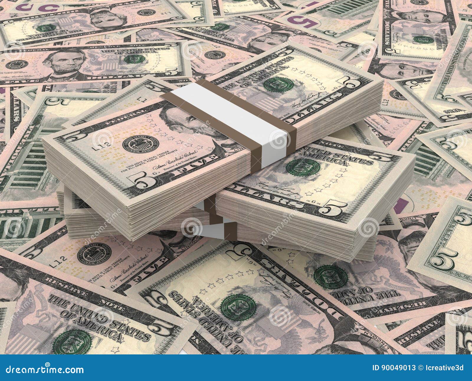 Stacks of Money. Five Dollars Stock Illustration - Illustration of ...