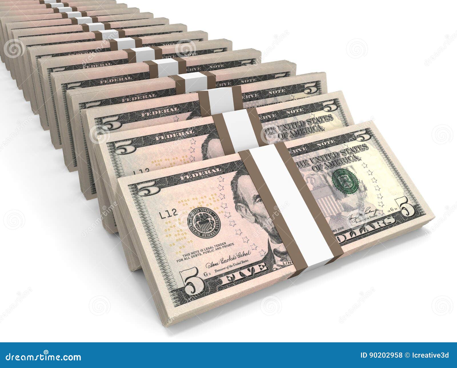 Stacks of Money. Five Dollars Stock Illustration - Illustration of ...