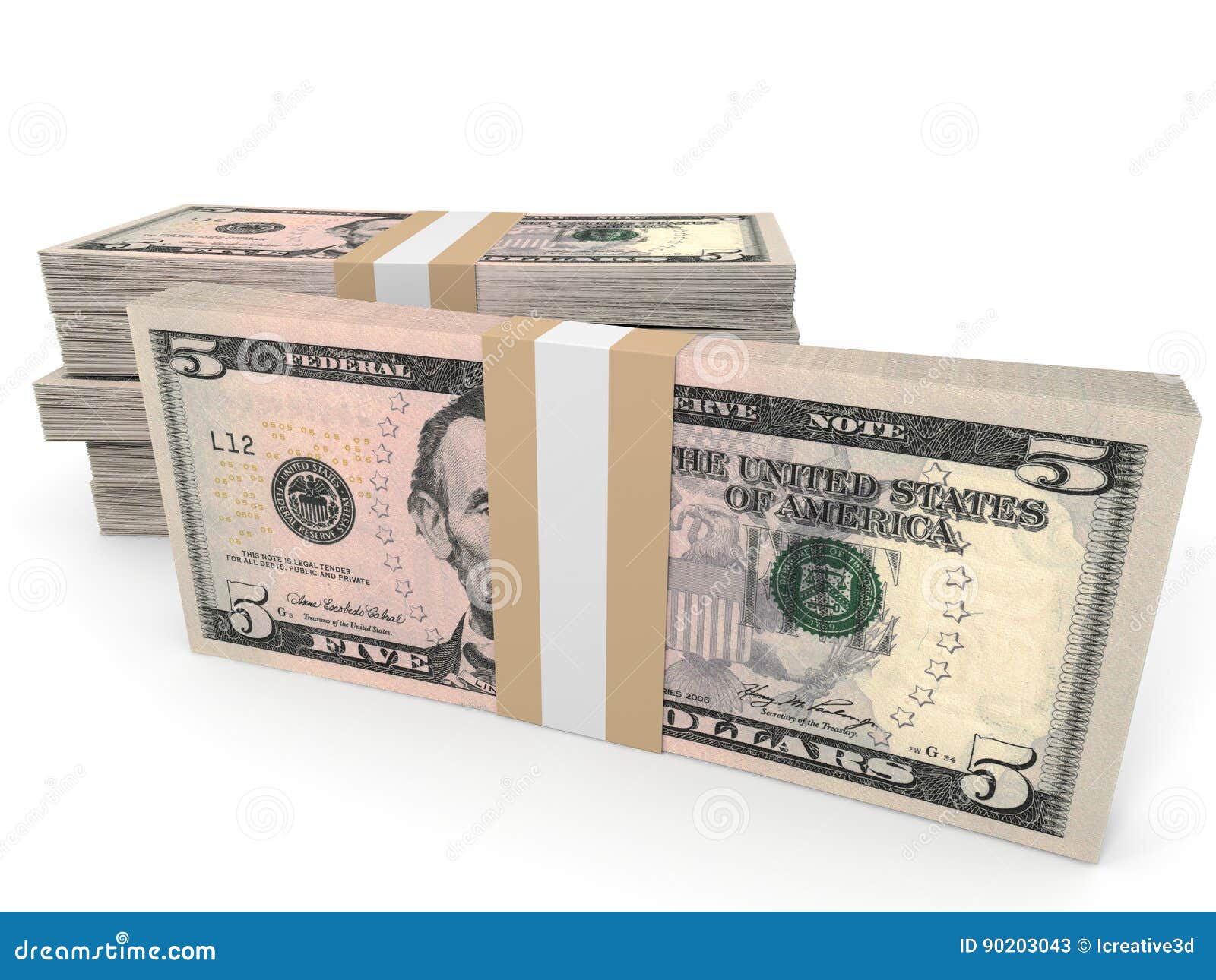 Stacks of Money. Five Dollars Stock Illustration - Illustration of loan ...