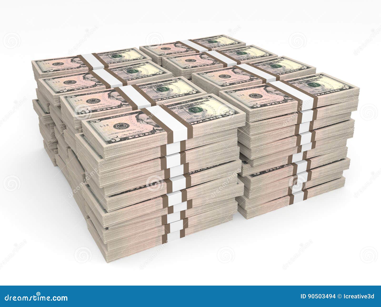 Stacks of Money. Five Dollars Stock Illustration - Illustration of ...